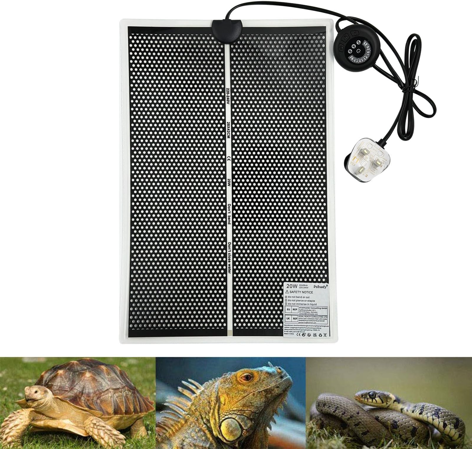PeSandy Reptile Heat Pad with 7 Button Temperature Adjustment, Under ...