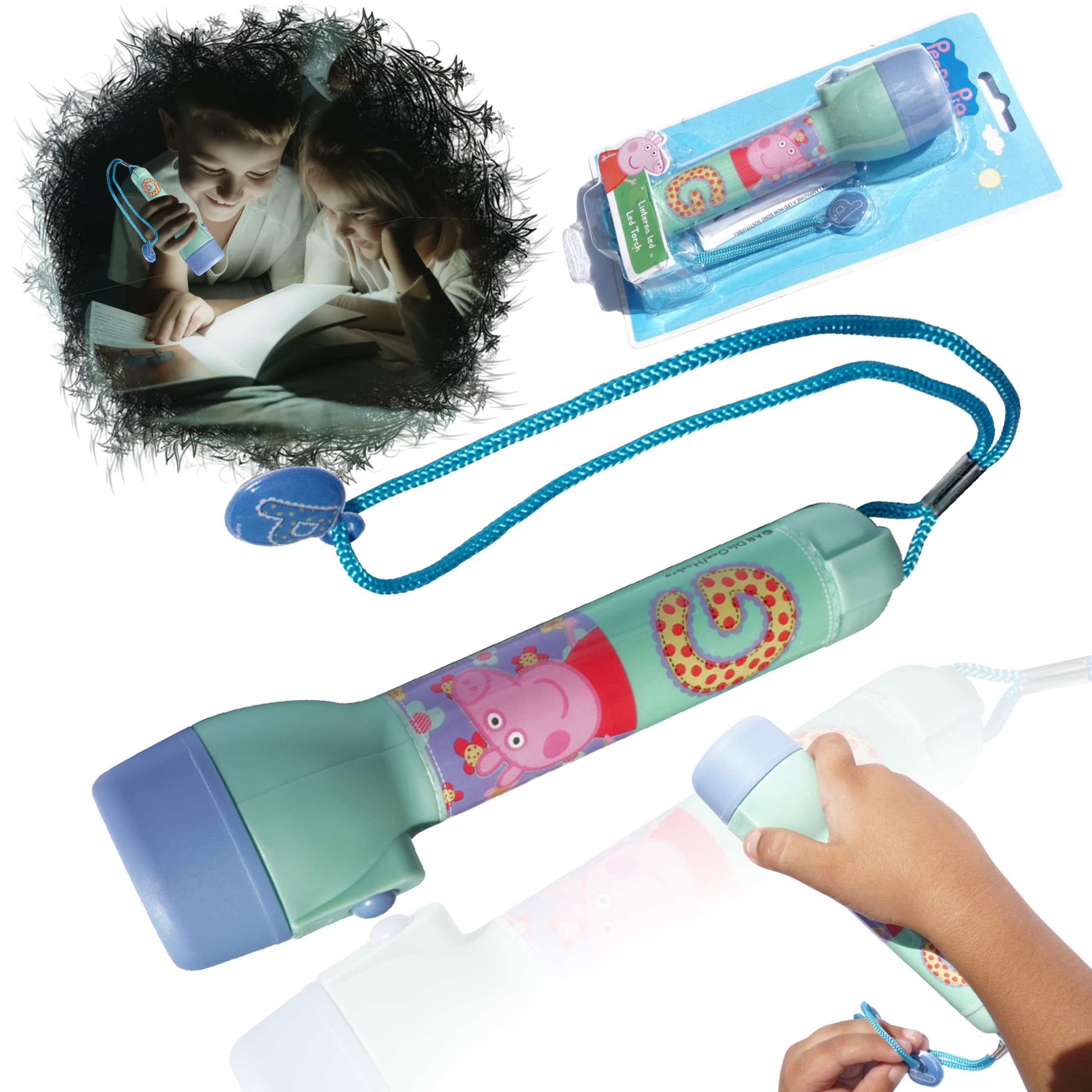 HOVUK Peppa-Pig Kids LED Flashlight Torch of Plastic, Children Big ...