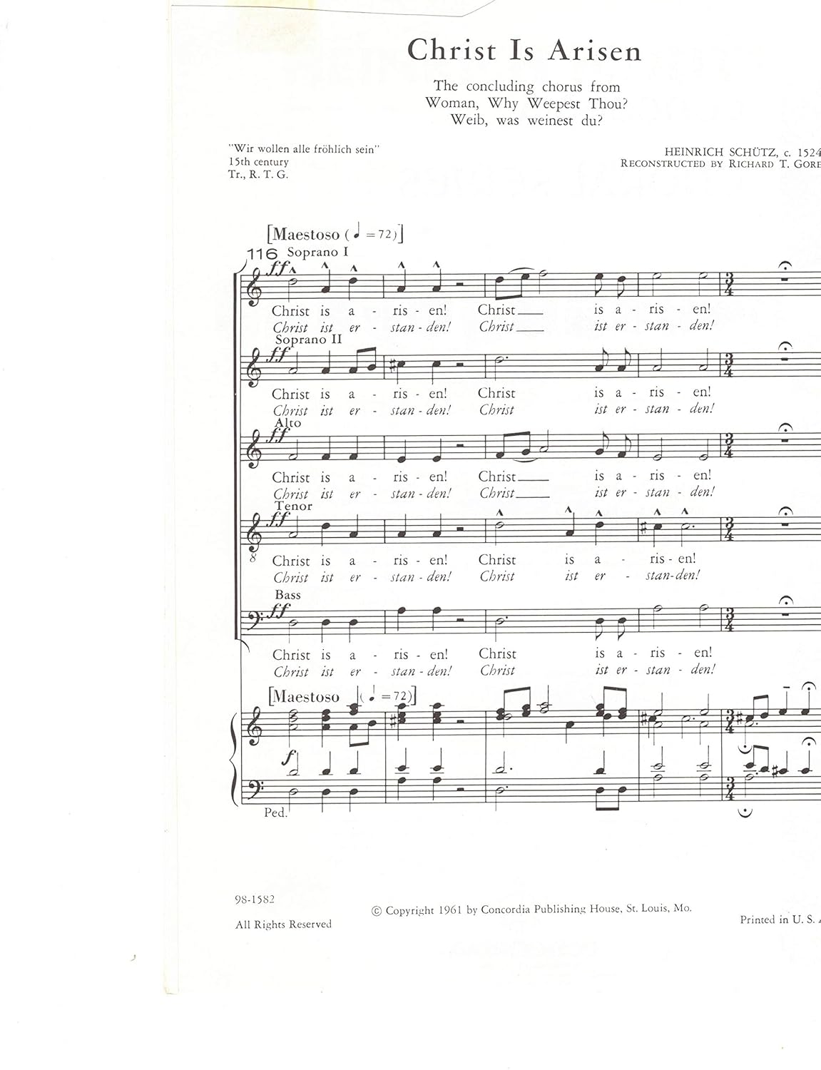 Christ is Arisen: Heinrich Schutz, ed. Richard T. Gore: Amazon.com: Books
