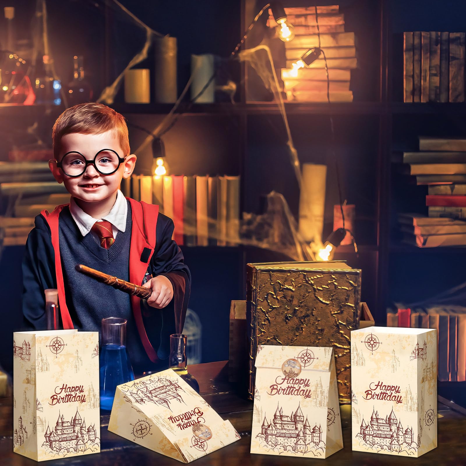 Snapklik.com : Magical Wizard Party Gift Bags Paper Goodie Bags School ...