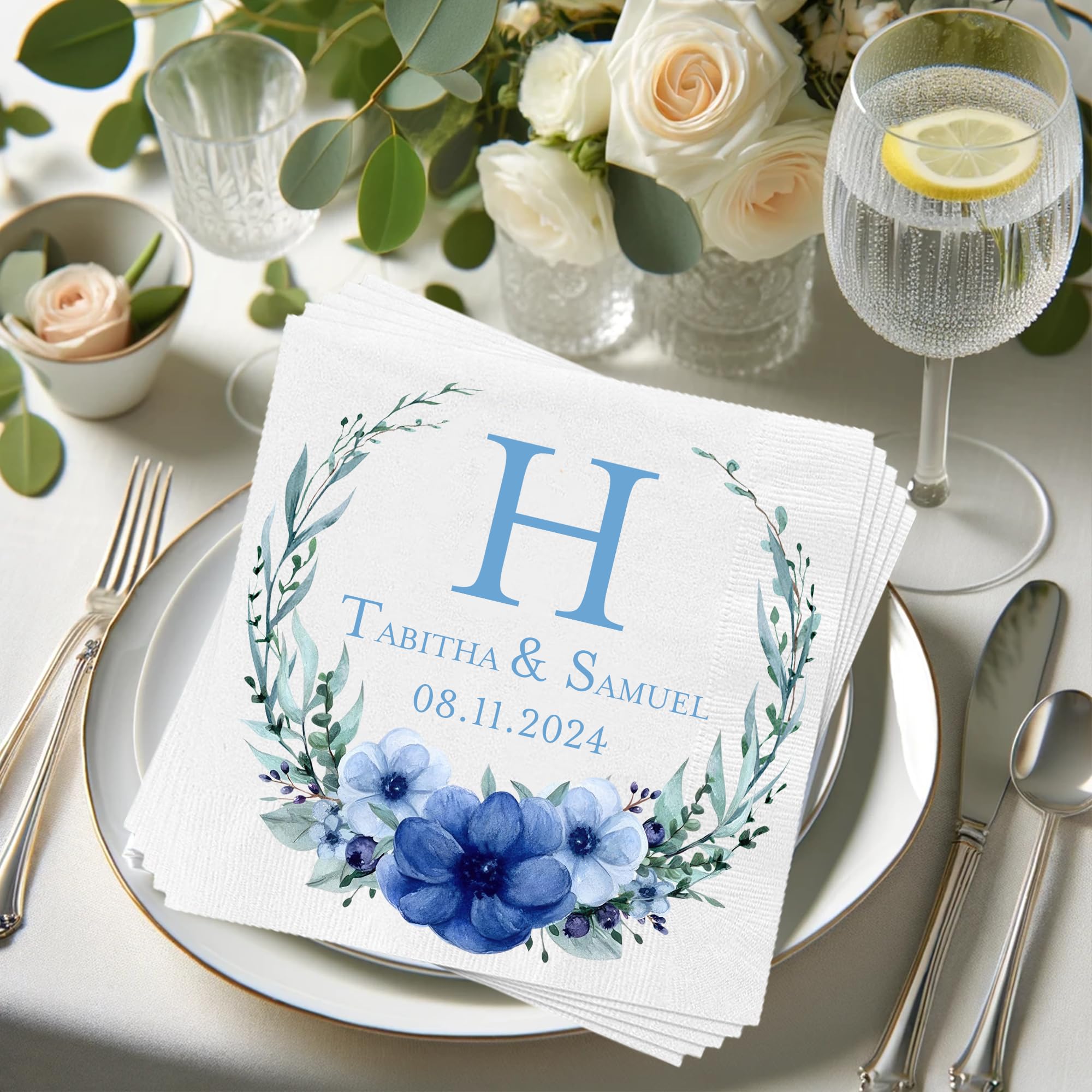 Amazon.com | Luxury Personalized Napkins Wedding, Personalized Cocktail ...