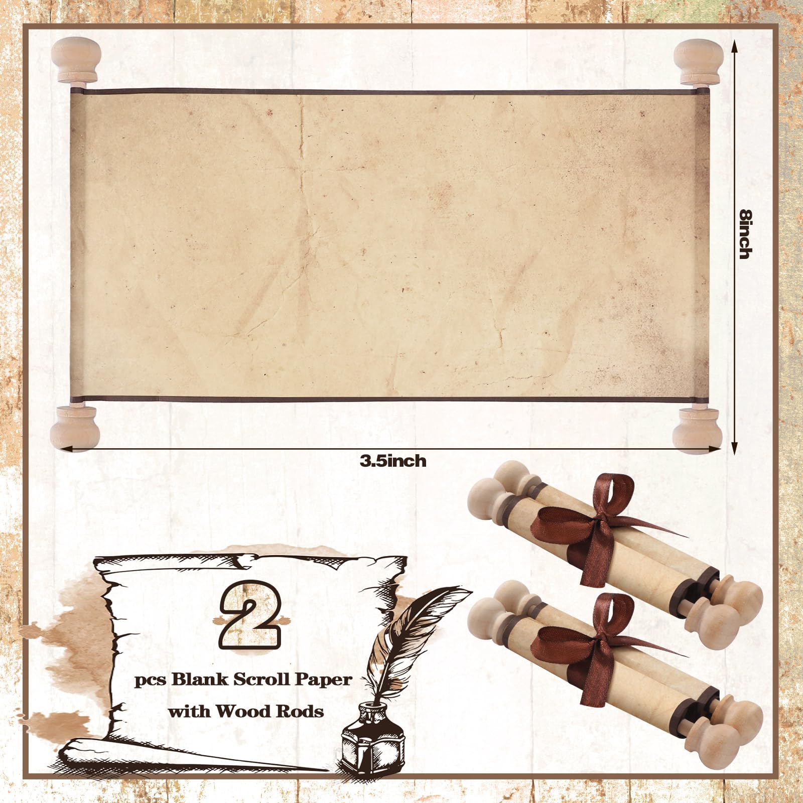 Snapklik.com : Epakh 2 Pack Vintage Blank Paper Scrolls Vintage Paper ...