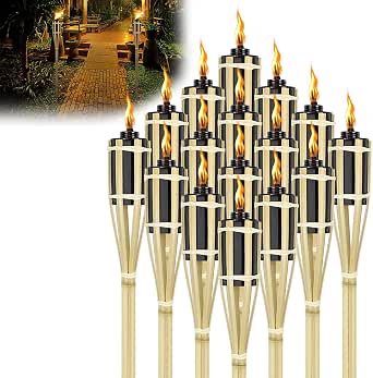 LZQ 12 Stück Gartenfackeln für Draußen 90cm Gartenfackel, Ölfackeln ...