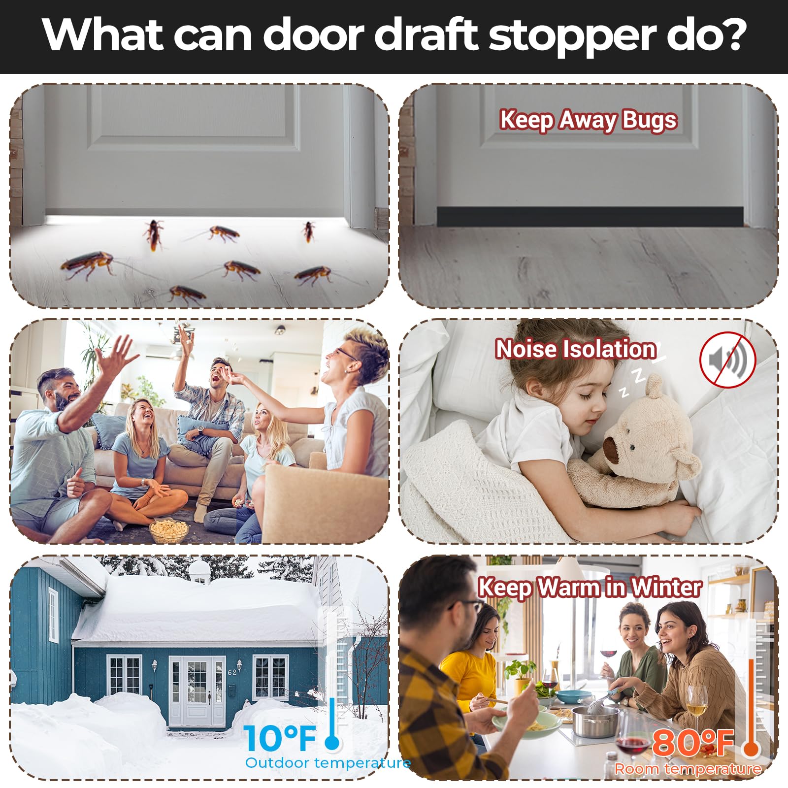 Snapklik.com : Door Draft Stopper Weather Strip, Under Door Draft ...