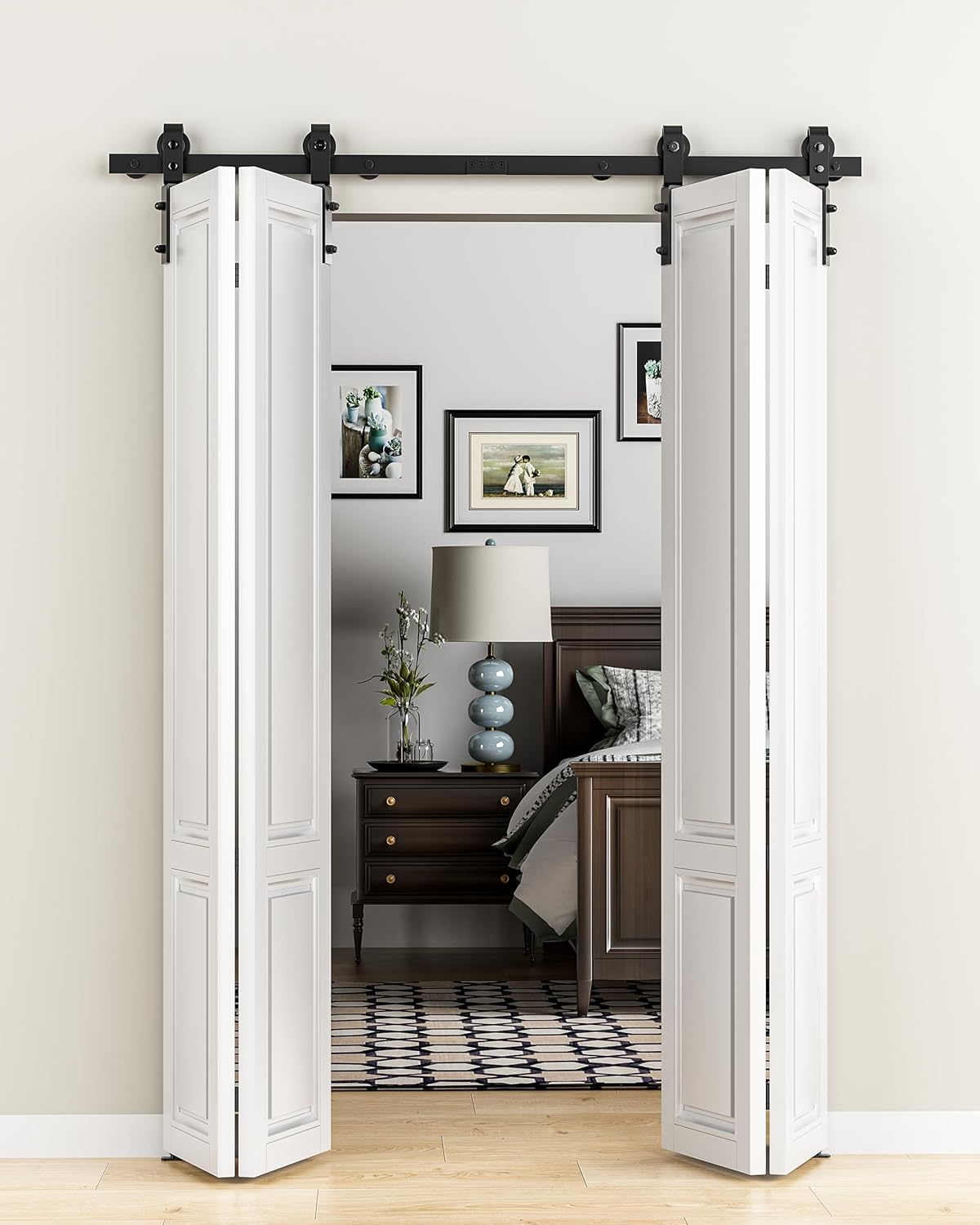 TITECK 60'' Bifold Barn Door Hardware Kit for Closet Doors, 5ft Side ...