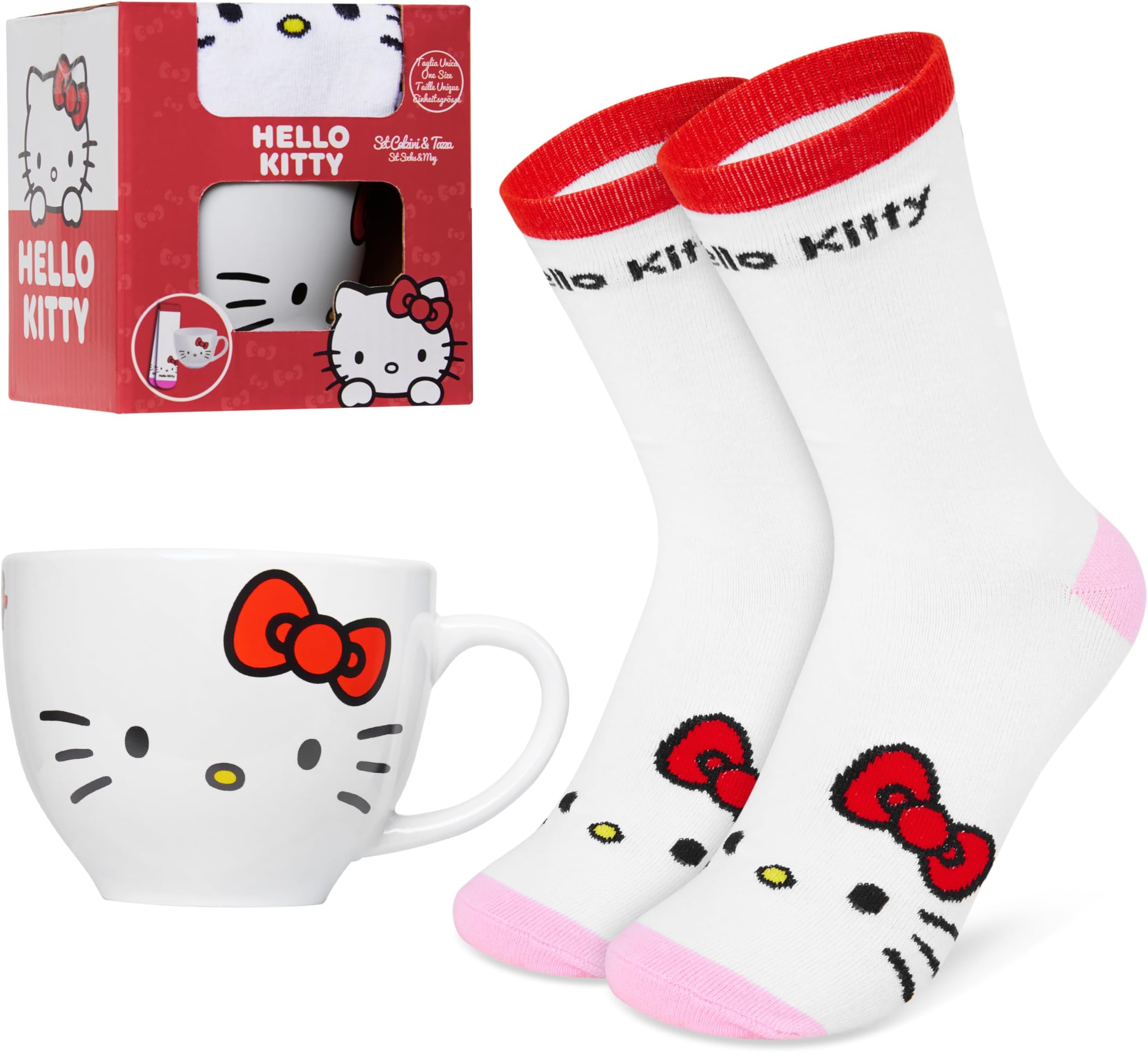 Hello Kitty Mug and Calf Socks Gift Set for Women Teenagers Kawaii ...