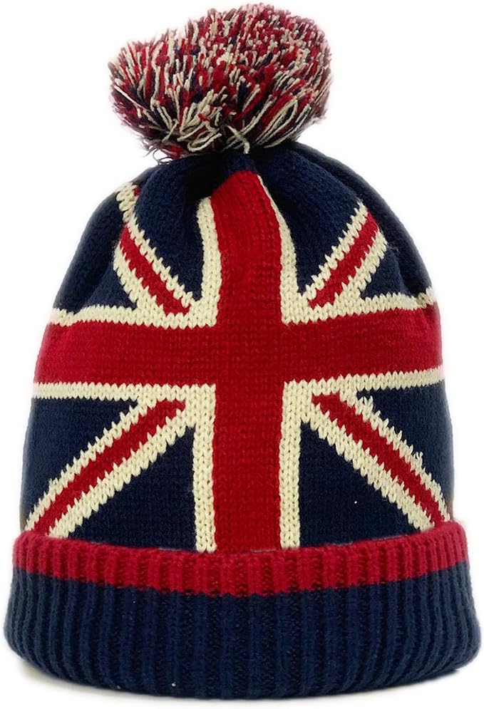 Union Jack Thermal Hat Knitted Hats Pom Pom Bobble Smart Fitting Hat ...