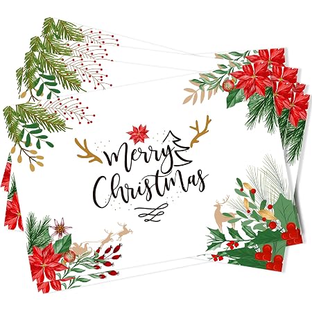 Amazon.com: Christmas Disposable Paper Placemats 24pcs Winter Placemats ...