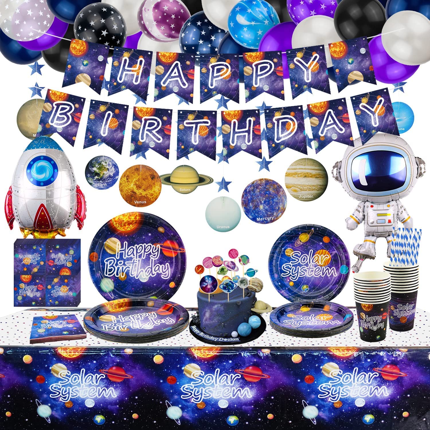 Buy 226 PCS Outer Space Party Supplies - Solar System Planet Balloon ...