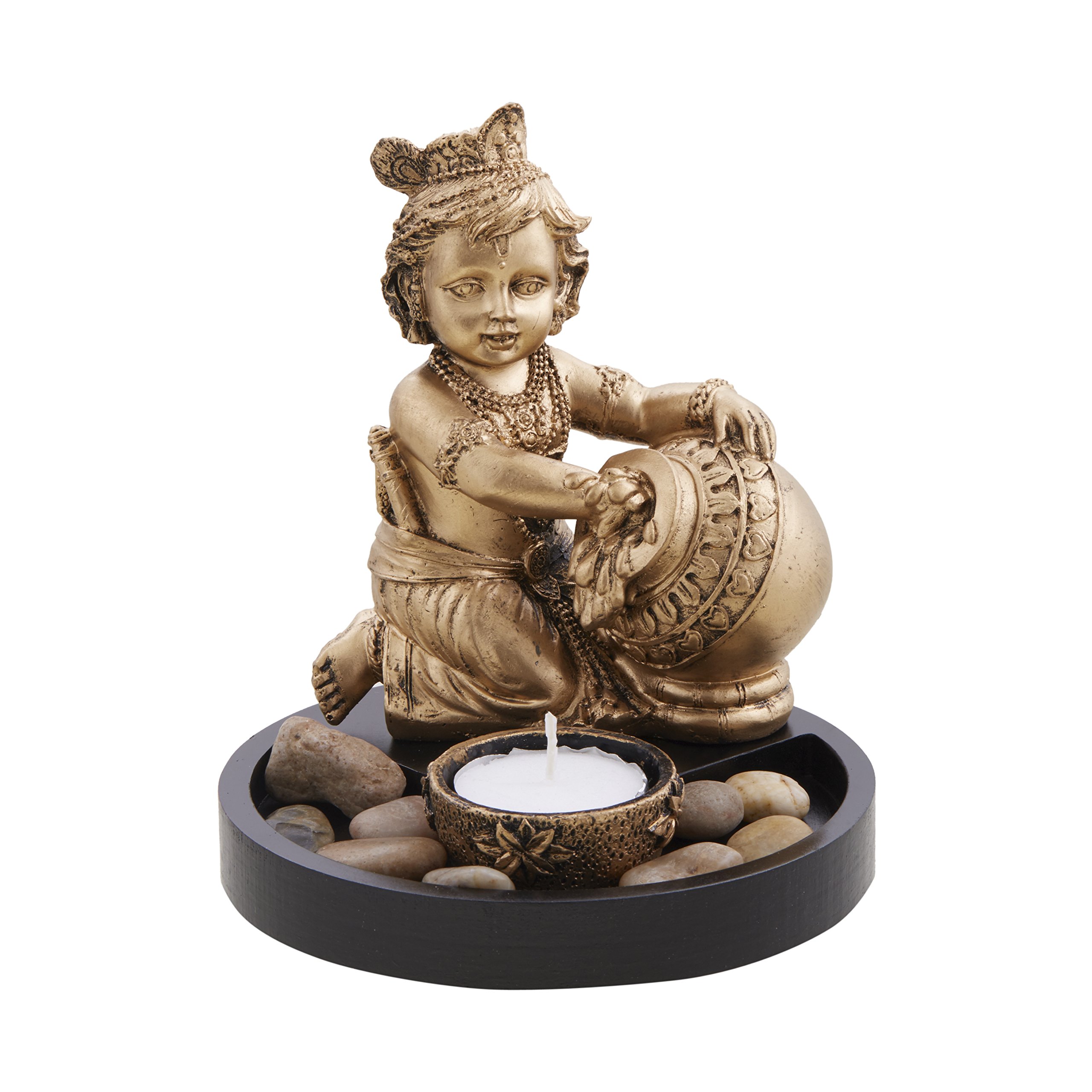 Buy EZ Life Lord Krishna with Matki Tea Light Resin Candle Holder on ...