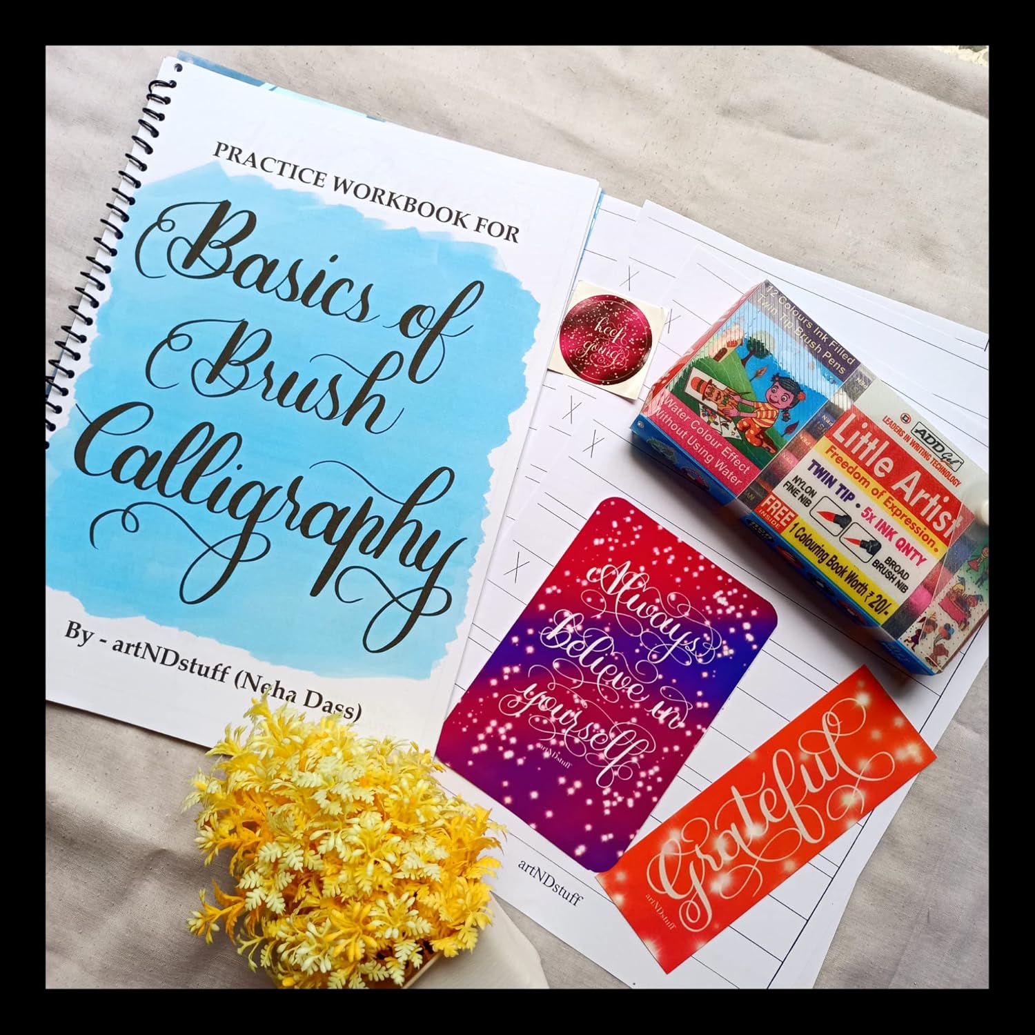 artNDstuff By Neha Dass - Brush Calligraphy Kit for Beginners - Brush ...