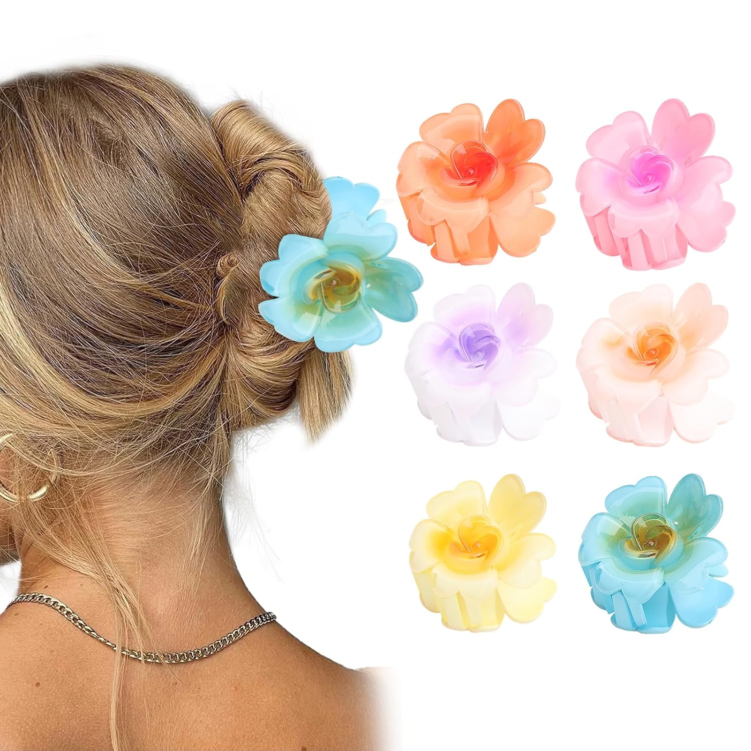 Amazon.com : Amariver Flower Claw Clips for Women Rose Claw Clips Large ...