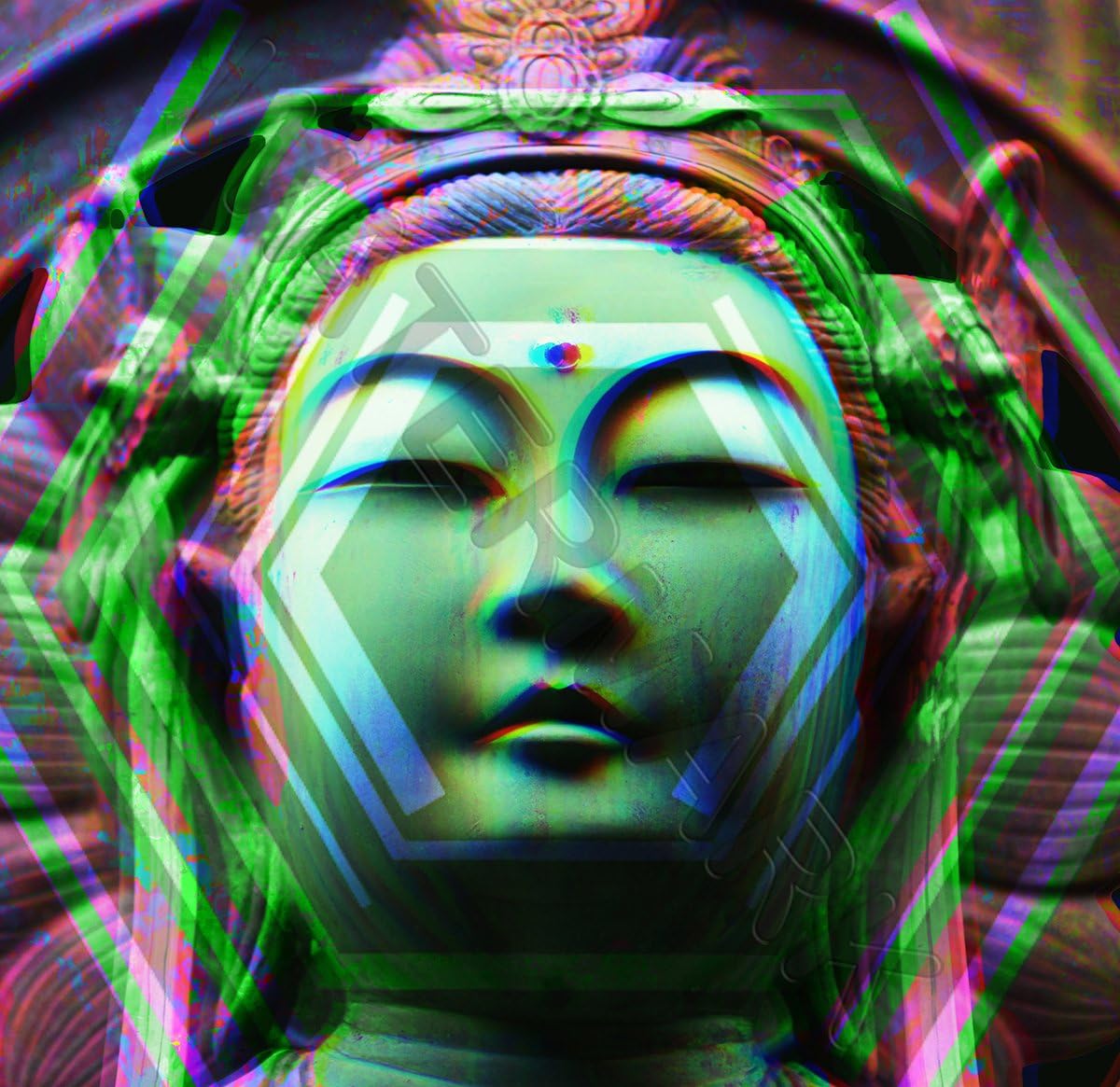 Amazon.com: Doppelganger33LTD Buddha Geometric Tech Trippy Giant Poster ...