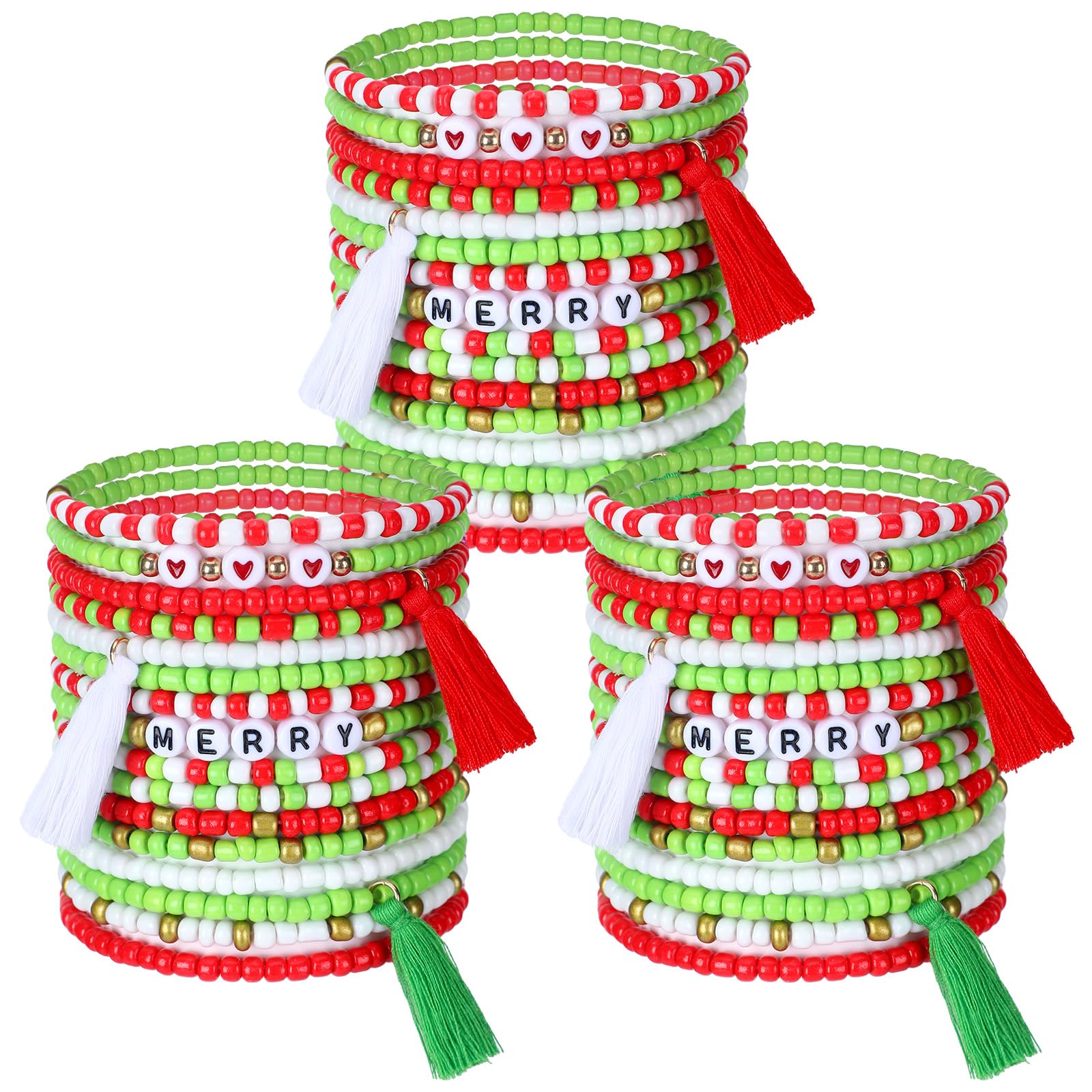 Amazon.com: Huquary 48 Pcs Christmas Bracelets Stackable Christmas ...
