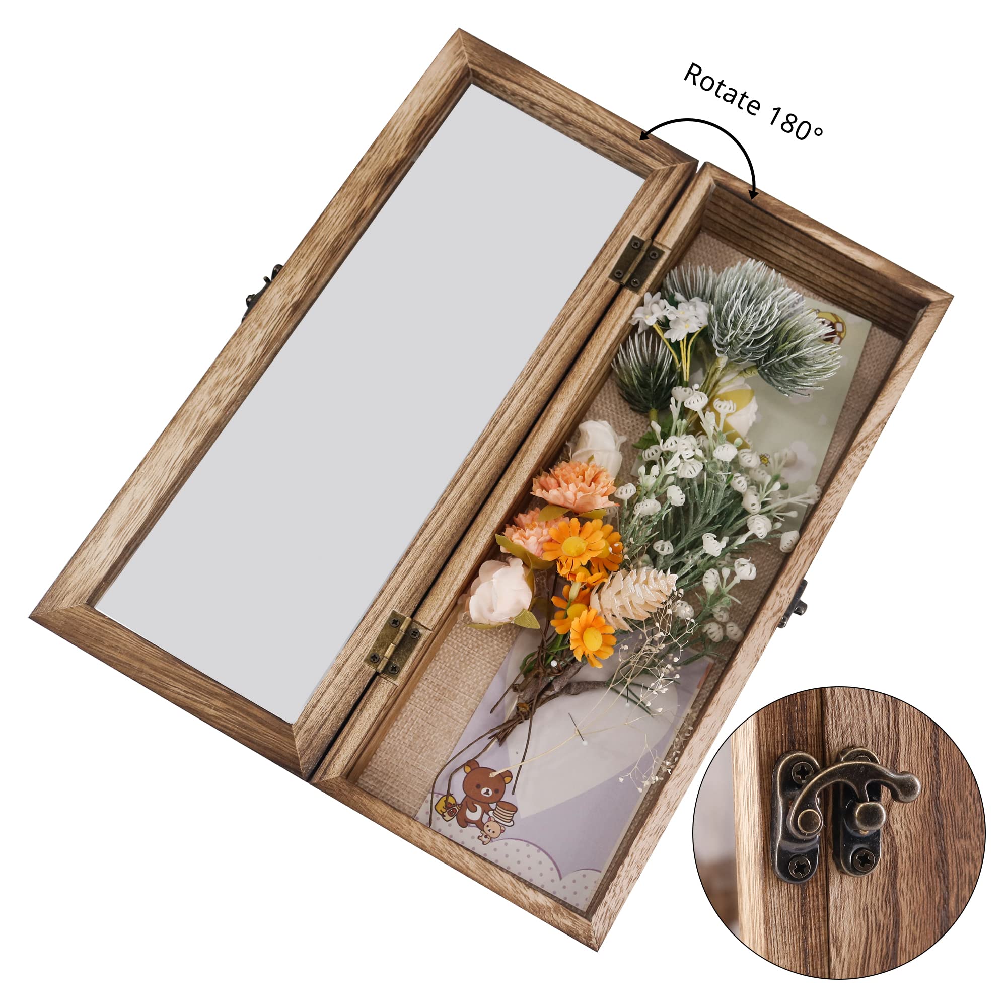 Snapklik.com : GraduationMall 5x12.5 Shadow Box Frame Solid Wood Glass ...