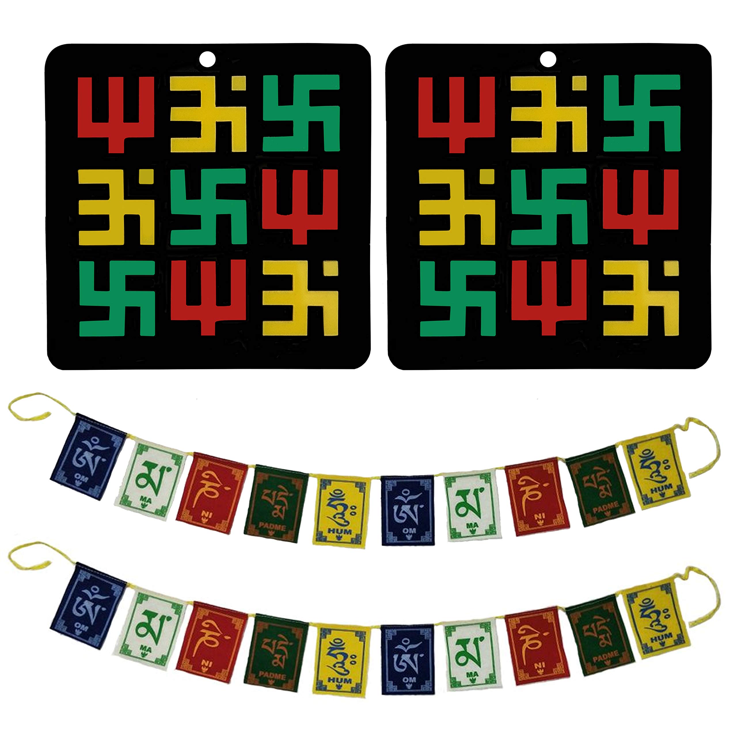 Buy Divya Mantra Tibetan Prayer Flags Om Mani Padme Hum Trishakti ...