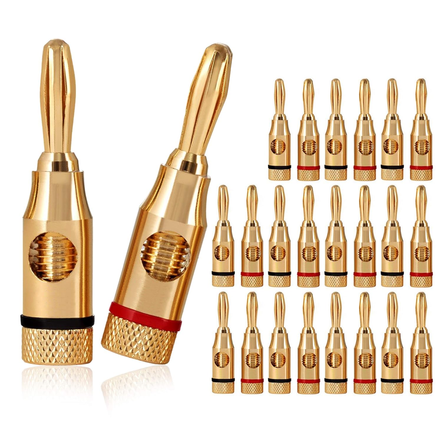 Tuijodaix Banana Plugs Open Screw 24K Gold Plated Plugs Audio Jack ...