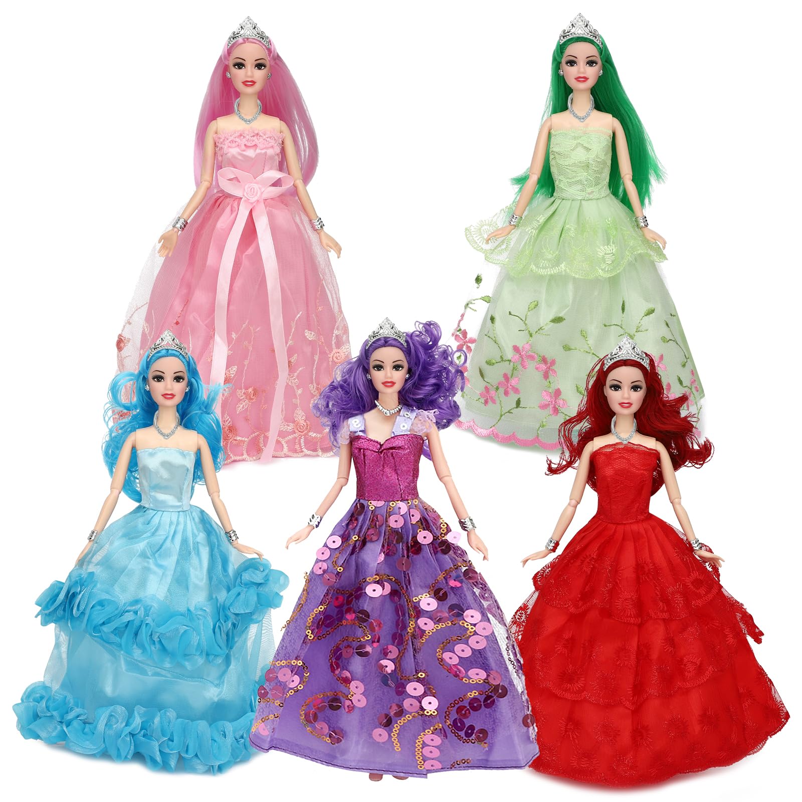 Amazon.com: ONEST 5 Sets 11.5 Inches Princess Girl Dolls Include 5 ...
