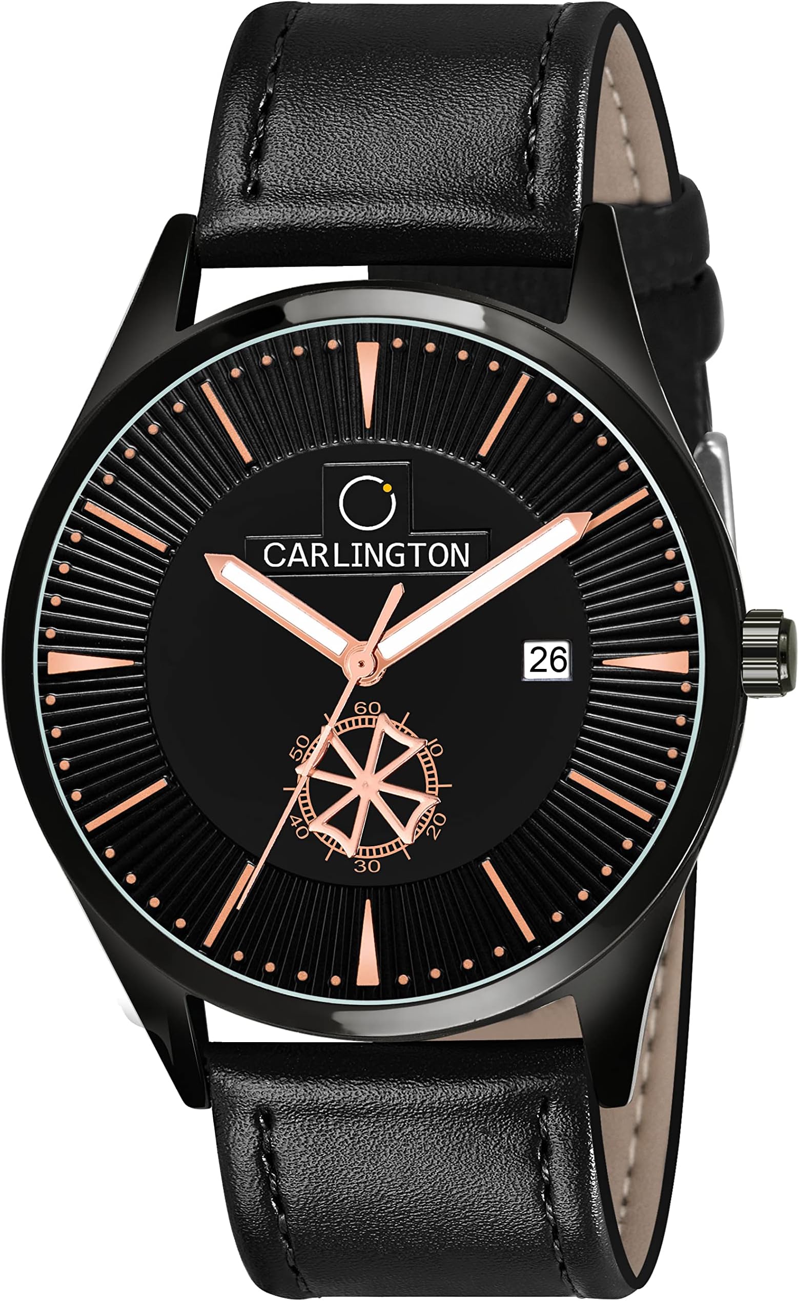 Carlington Men's Analog Wrist Watch with Leather Strap (Black) : Amazon ...
