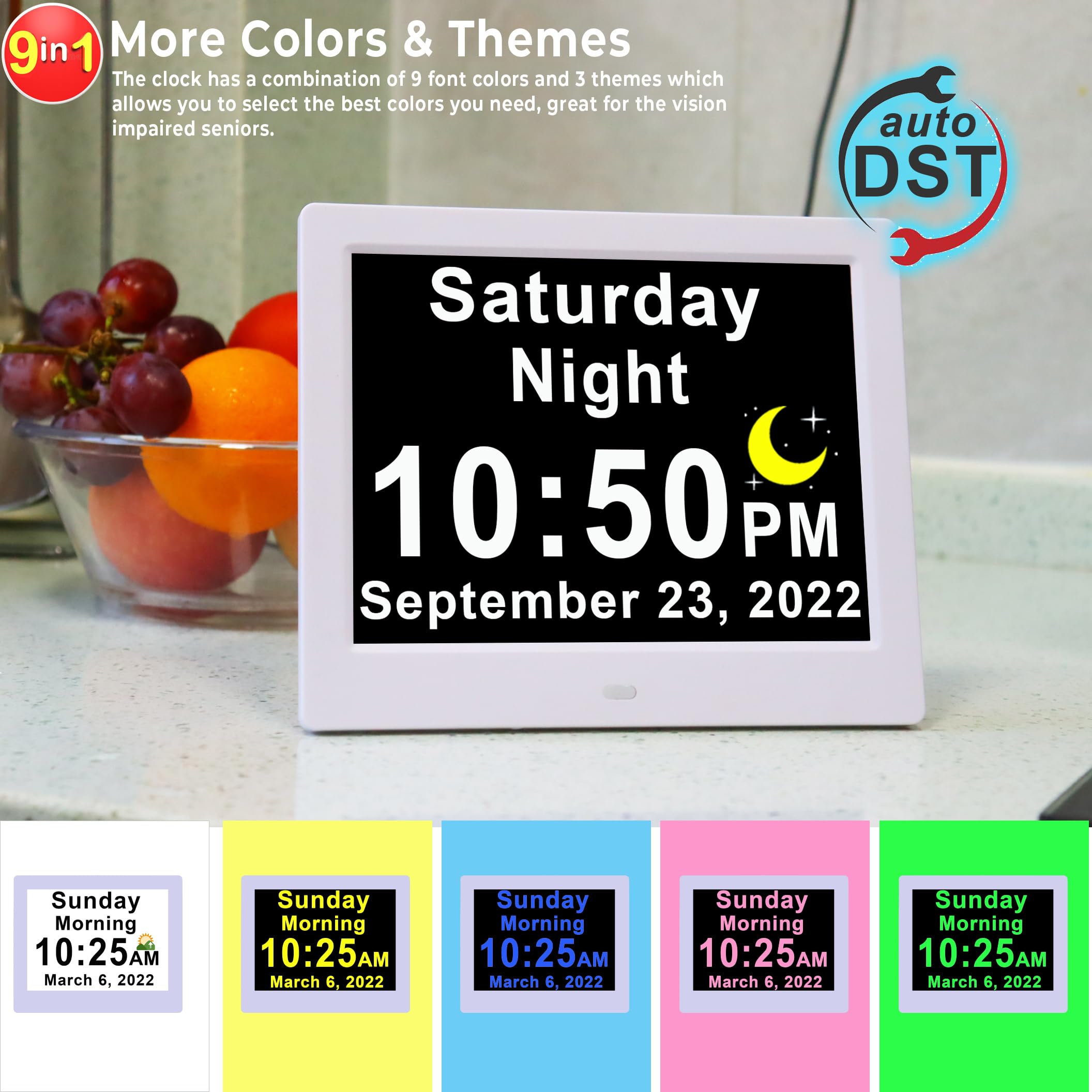 Snapklik.com : Vefaii 2024 New Digital Clock 30 Alarms, 8 Large Display