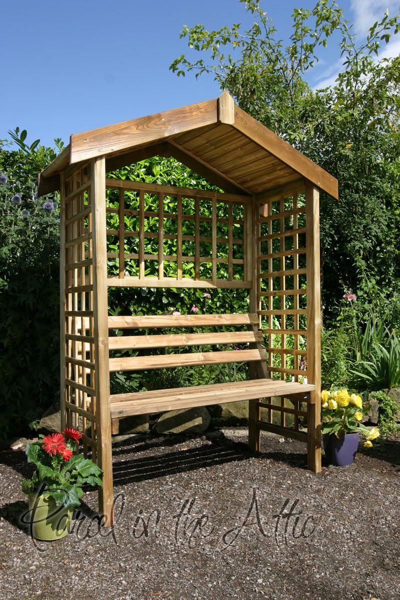 Amazon.com: Garden Arbour Seat Pergola Trellis Wood Arch Bench Corner ...