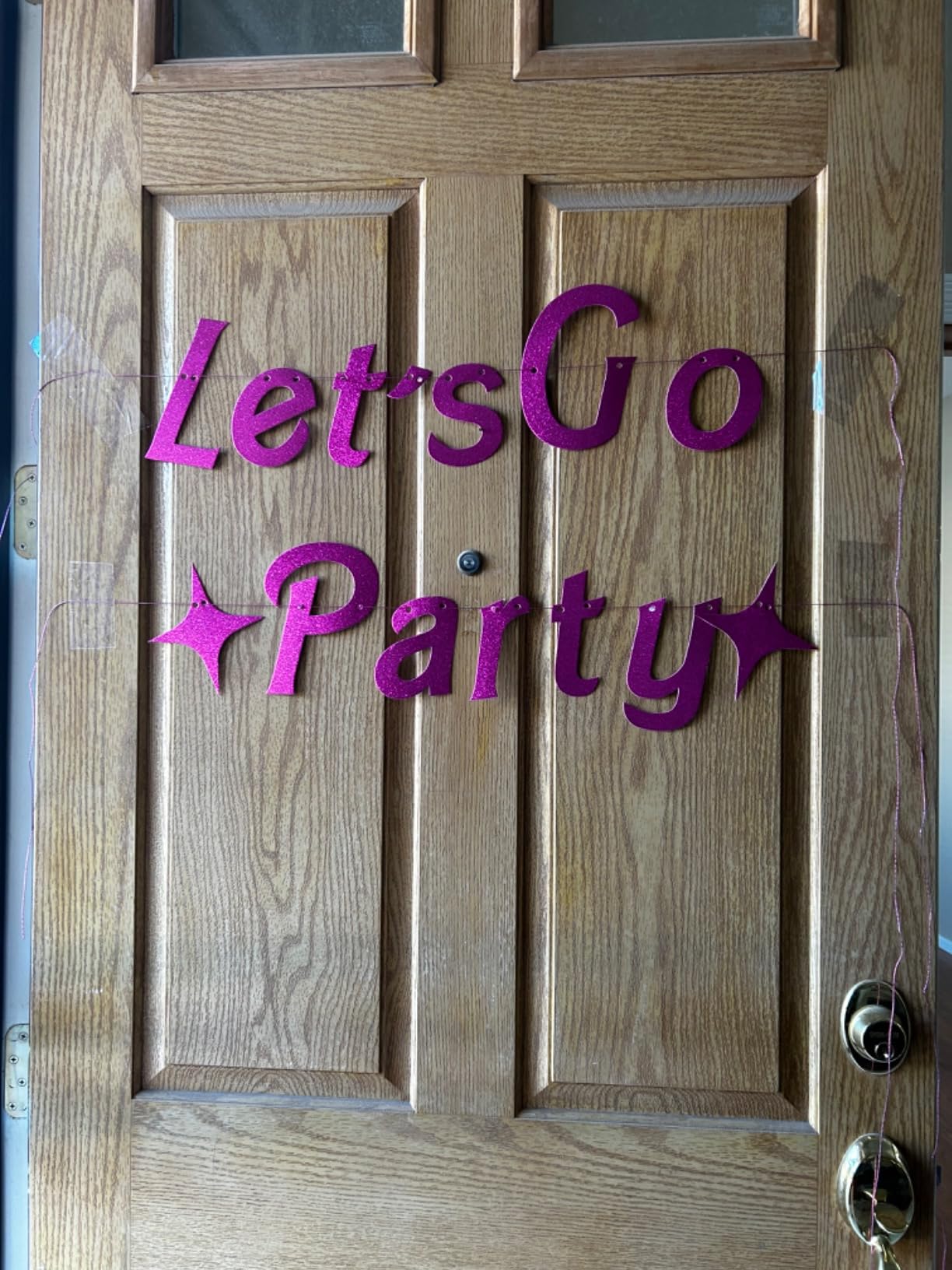 Amazon.com: MEYSIMOON Pink Let's Go Party Glitter Paper Banner for ...
