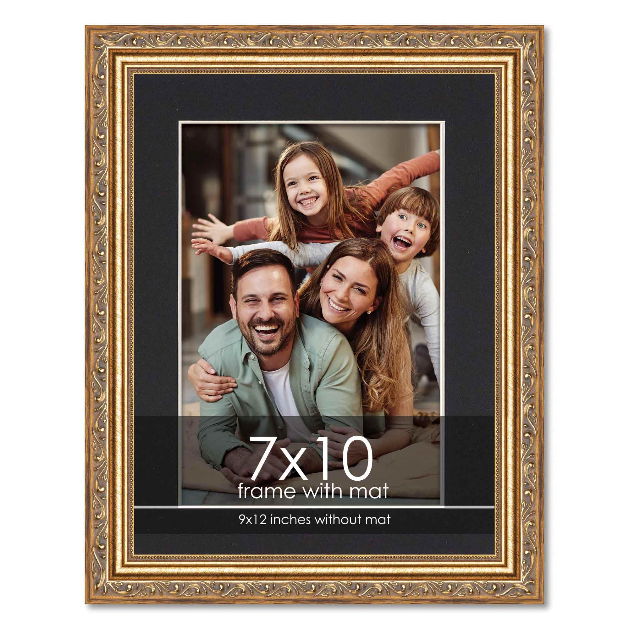 Amazon.com - 7x10 Frame with Mat - Antique Gold 9x12 Frame Wood Made to ...