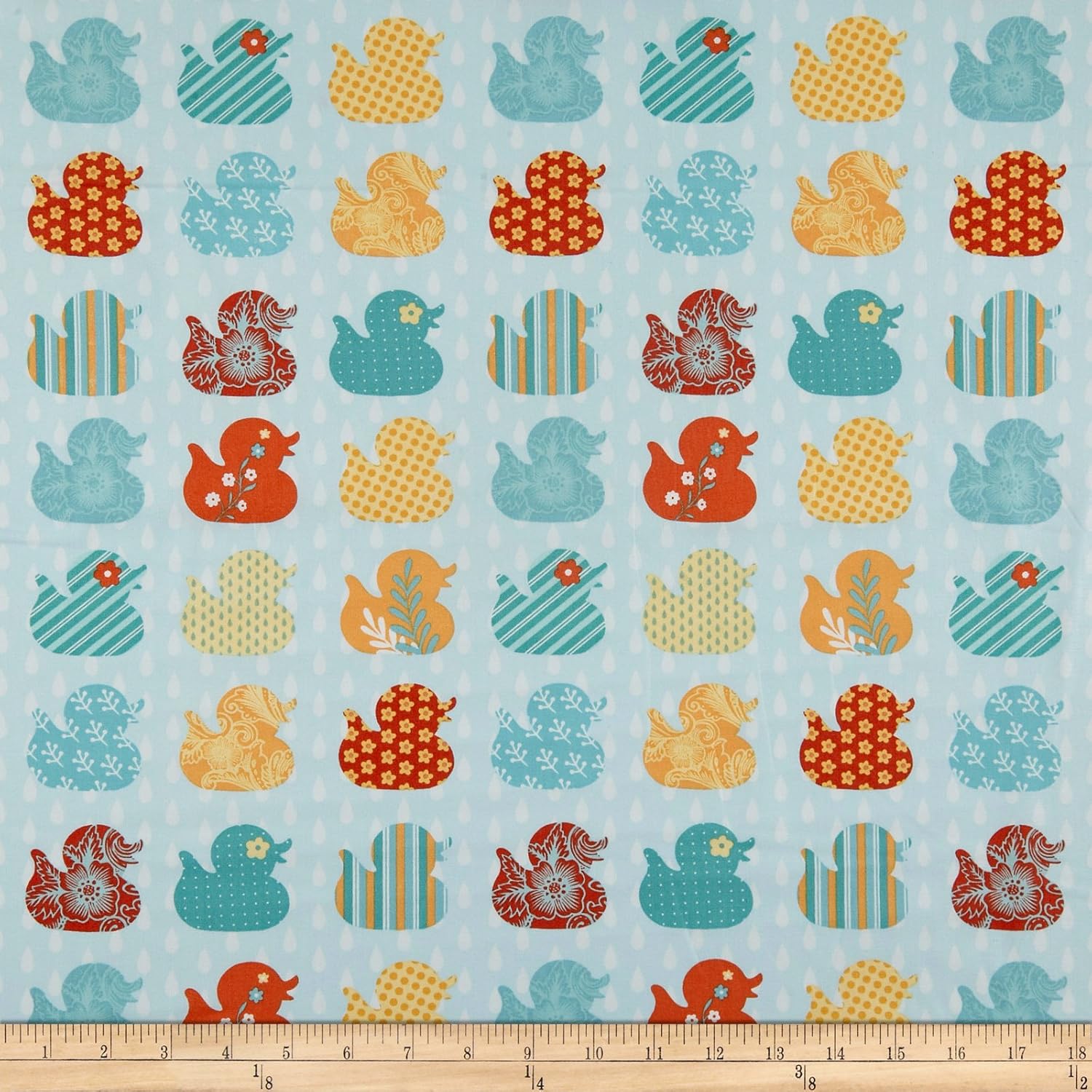 Amazon.com: Studio E Fabrics Ducky Tales Row Of Ducks Light Jade Fabric ...