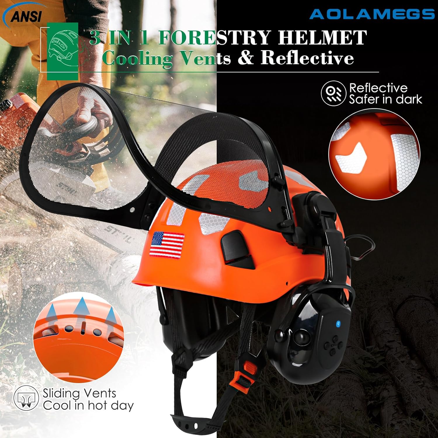 Chainsaw Helmet with Face Shield and Ear Muffs-Green Philippines | Ubuy