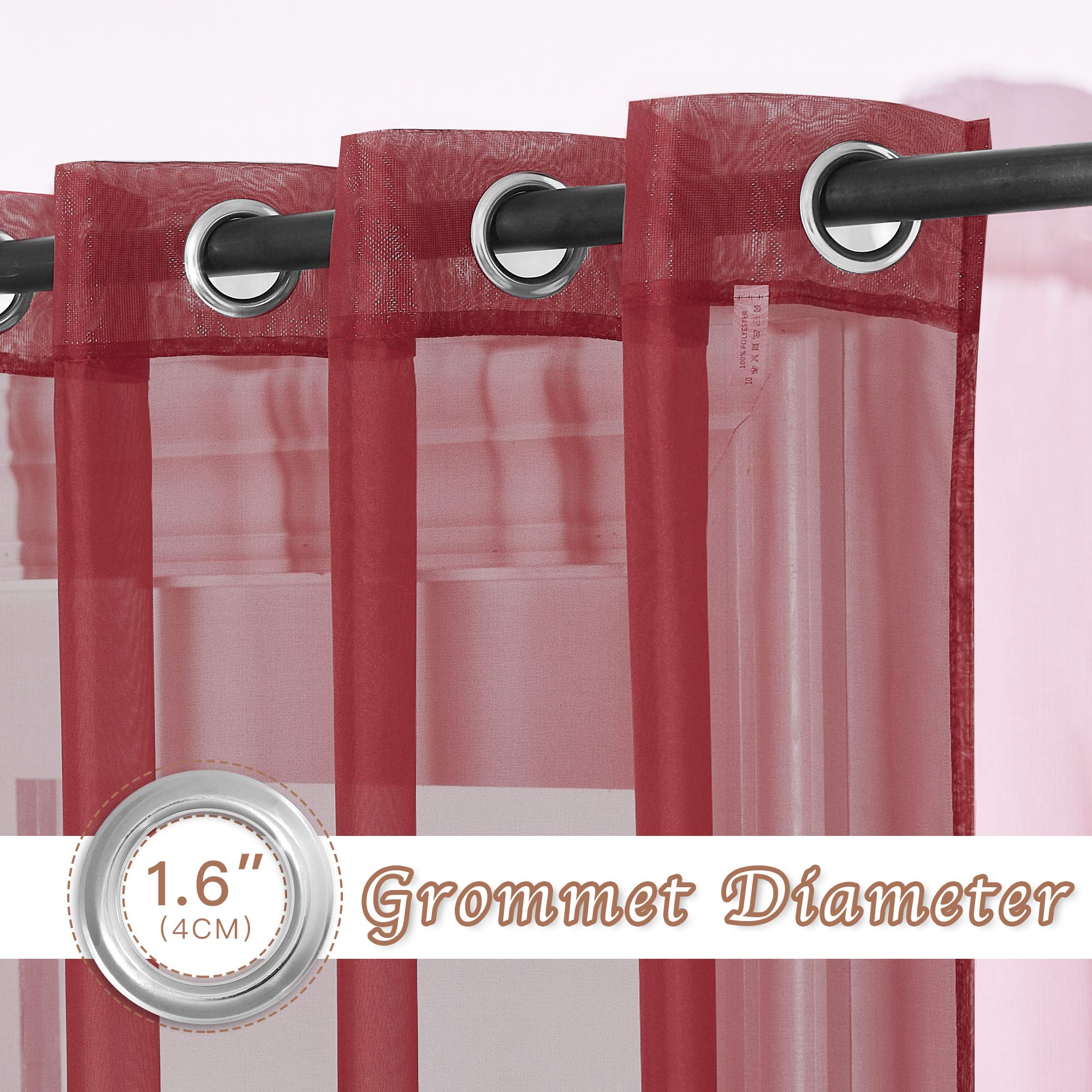 Snapklik.com : Short Sheer Curtains Haute Red, Eyelet Top Voile Sheer ...