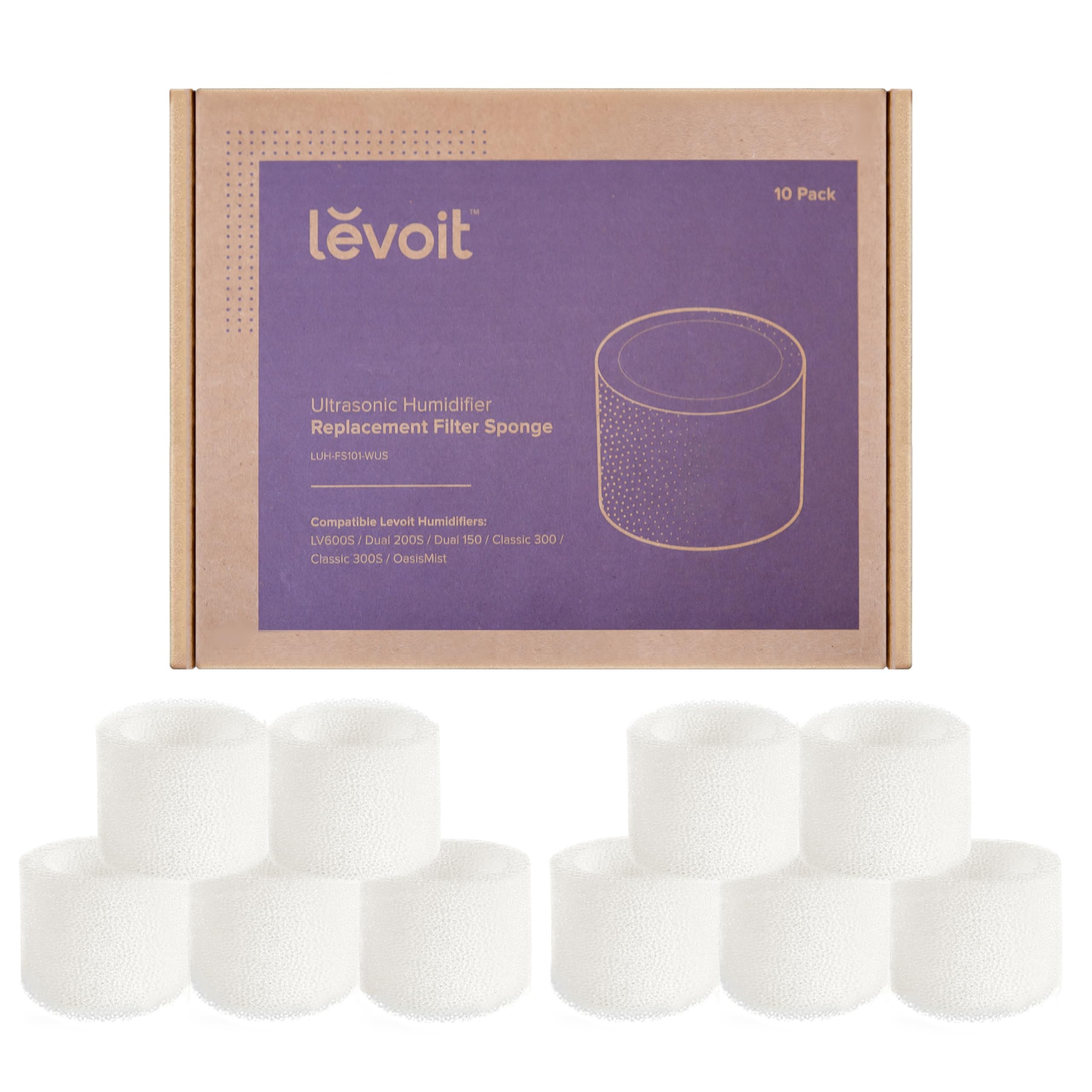 LEVOIT 10-Pack Humidifier Replacement Filters, Capture Fine Particles ...