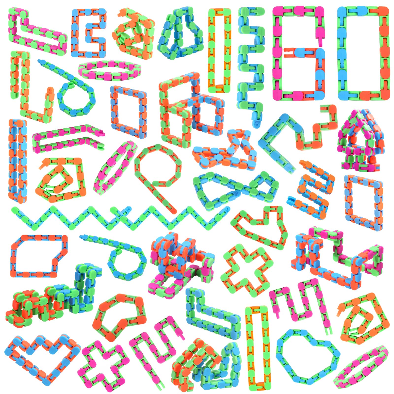 Amazon.com: 80Pcs Fidgets Bulks Wacky Tracks Fidget Toys Snap Fidgets ...