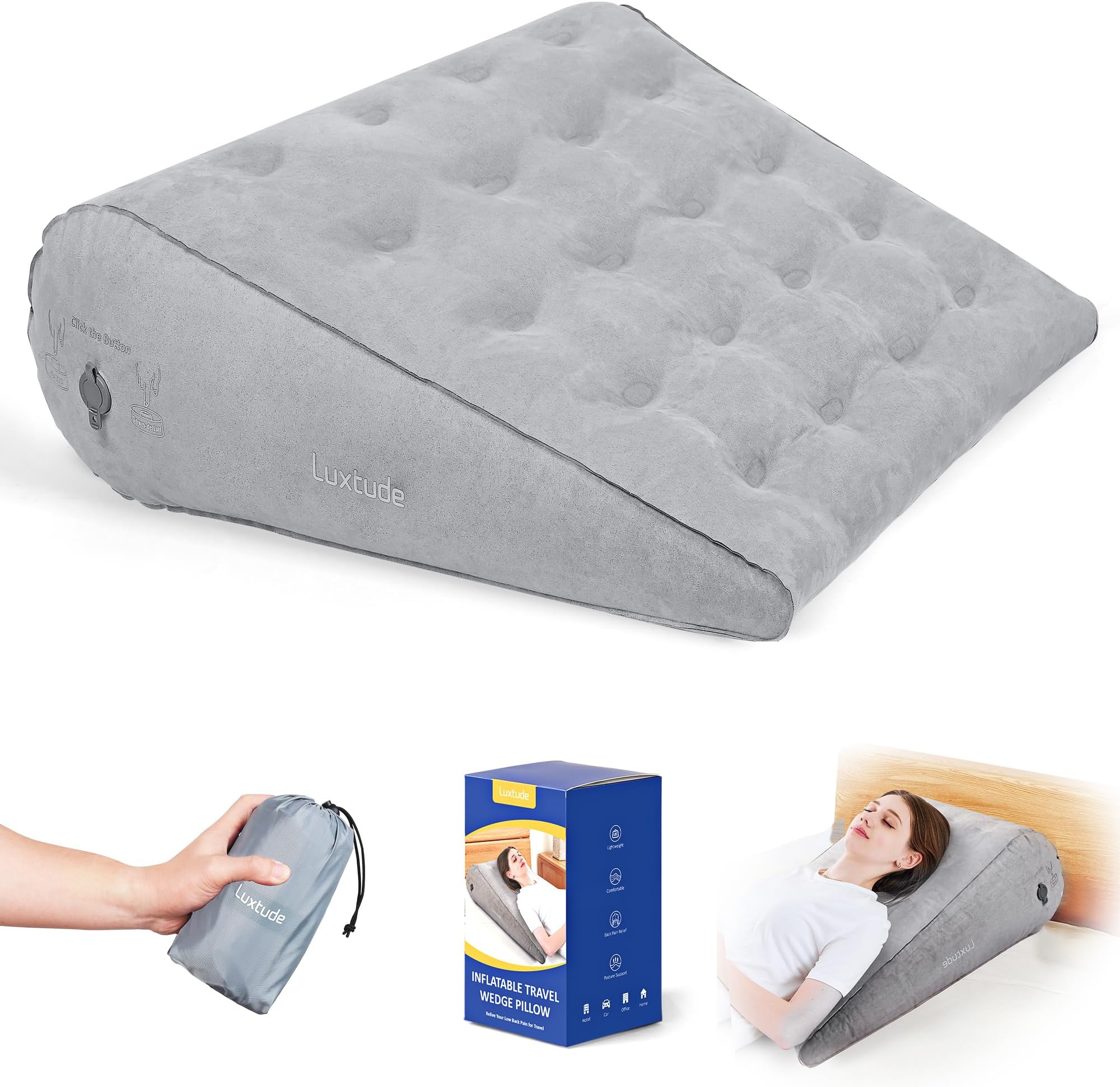 Amazon.com: USHMA Inflatable Wedge Pillow Set - Travel Wedge Pillow for ...