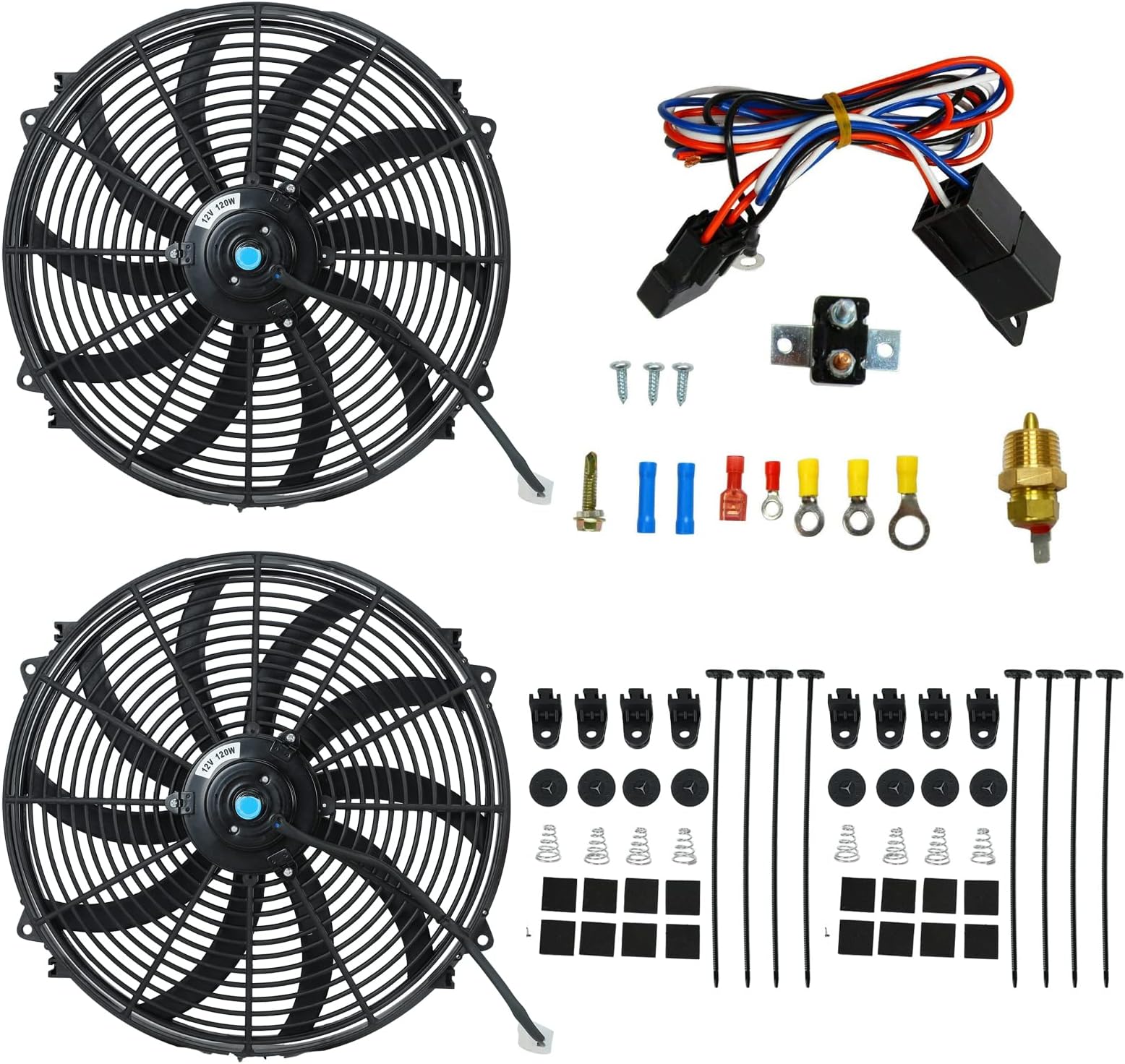 Amazon.com: BLACKHORSE-RACING 14" Universal Electric Radiator Cooling ...