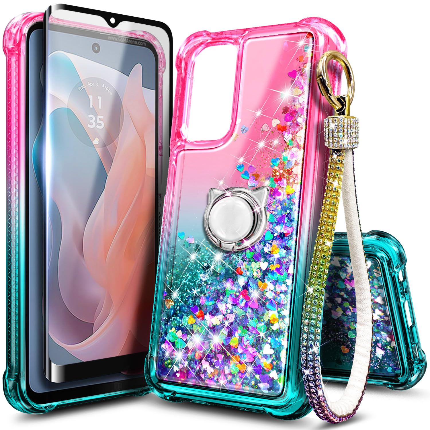 Amazon.com: WDHD Designed for Samsung Galaxy A35 5G Case, Glitter Floating Liquid Waterfall Cute ...