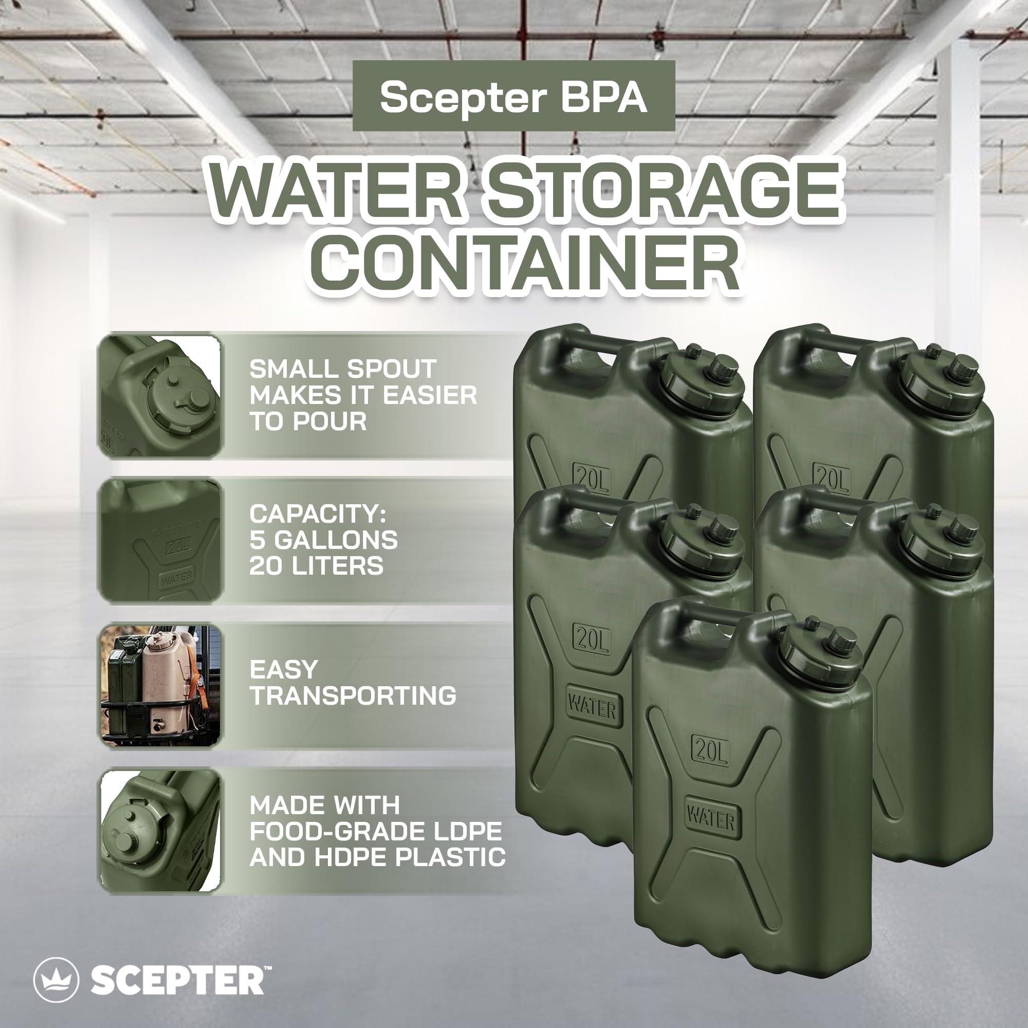 Scepter 2 5 Gallon Water Cans Scepter 5 Gallon Plastic Water Storage