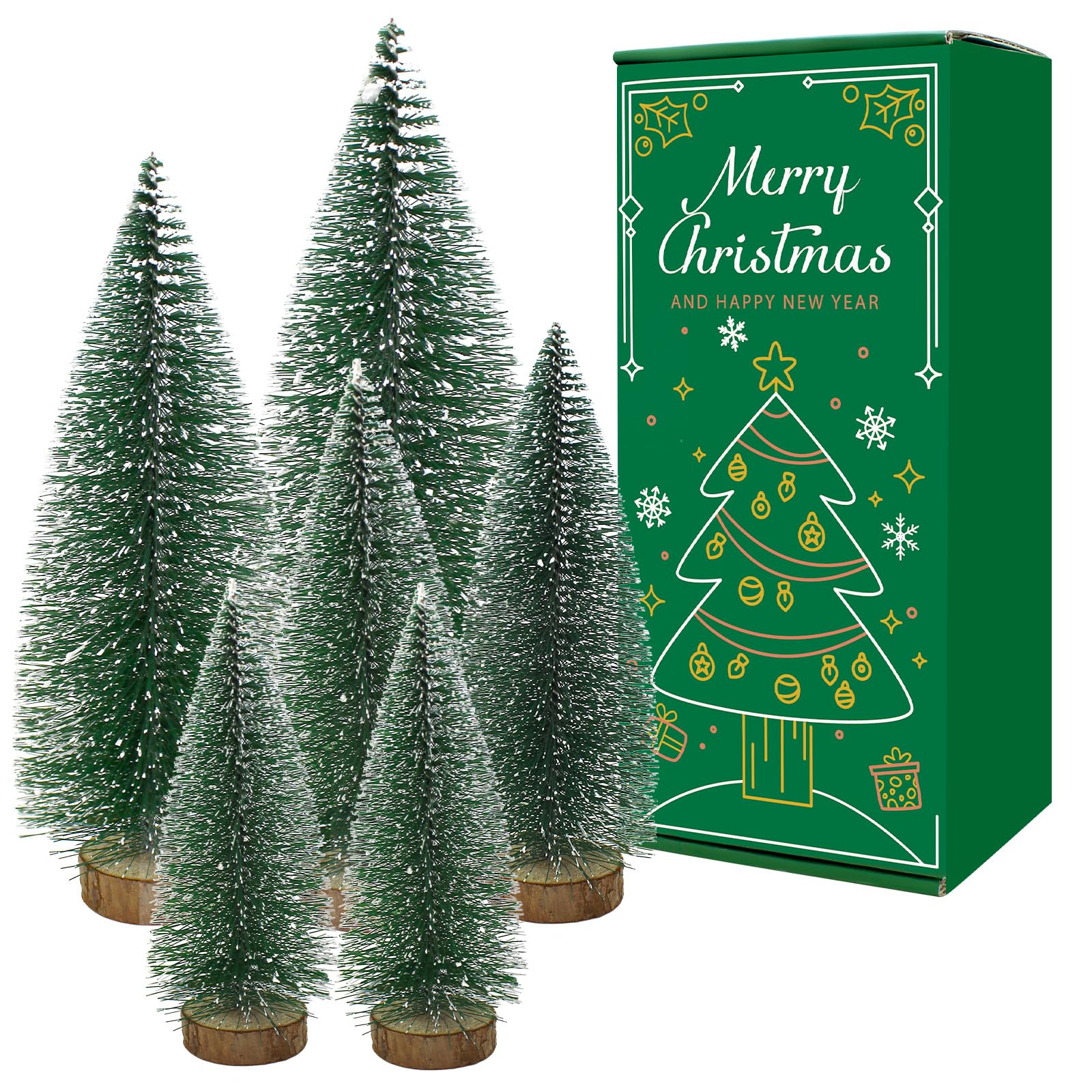 Amazon.com: 6 Pcs Small Christmas Trees Bottle Brush Christmas Trees ...