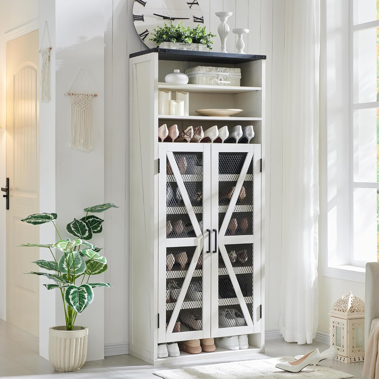 Amazon.com: ACCOHOHO Farmhouse Shoe Cabinet, with Adjustable Shelves ...
