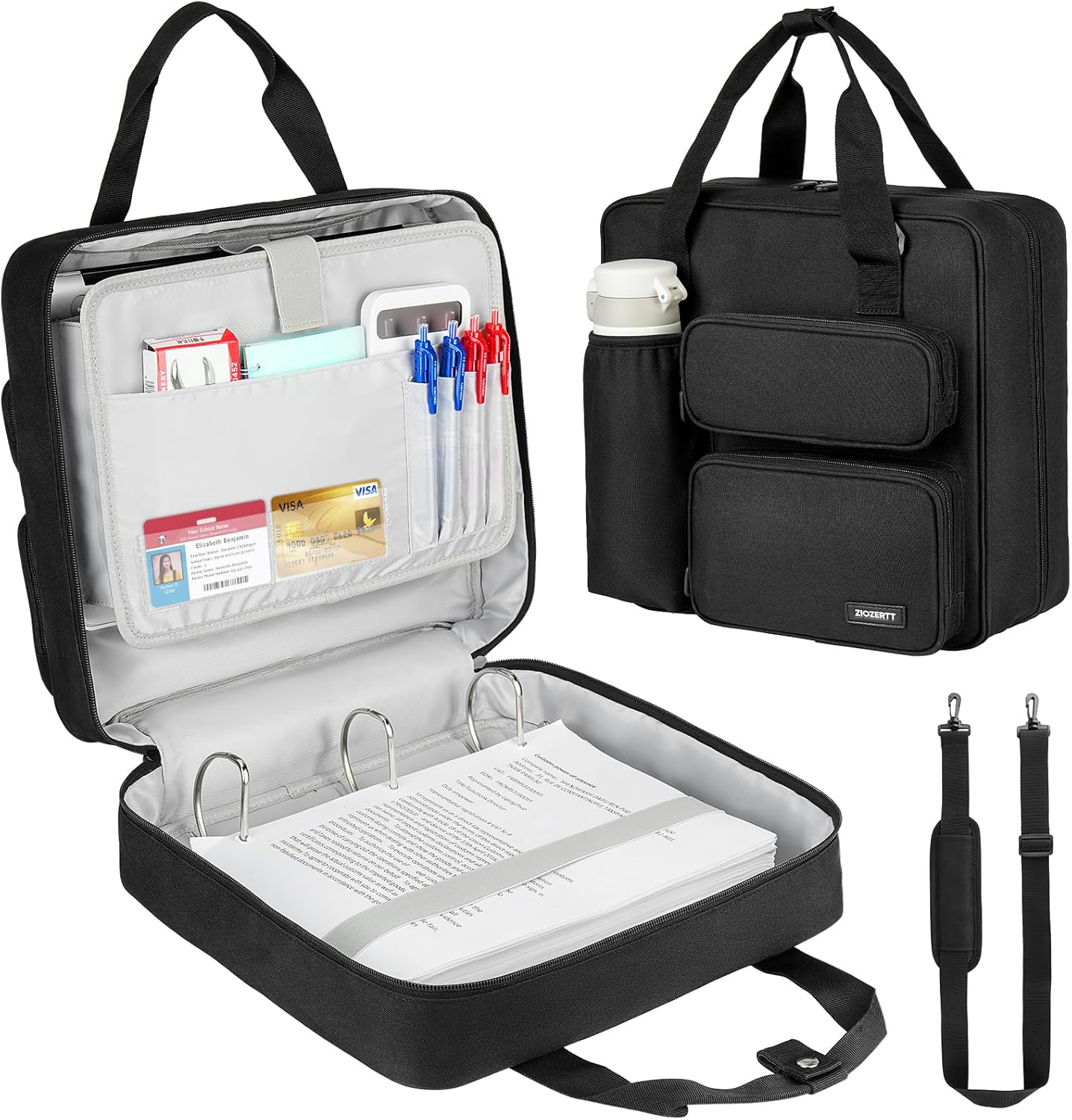 ZIOZERTT Zipper Binder 3 Ring, 500 Sheets Capacity, Binder 2 Inch with ...