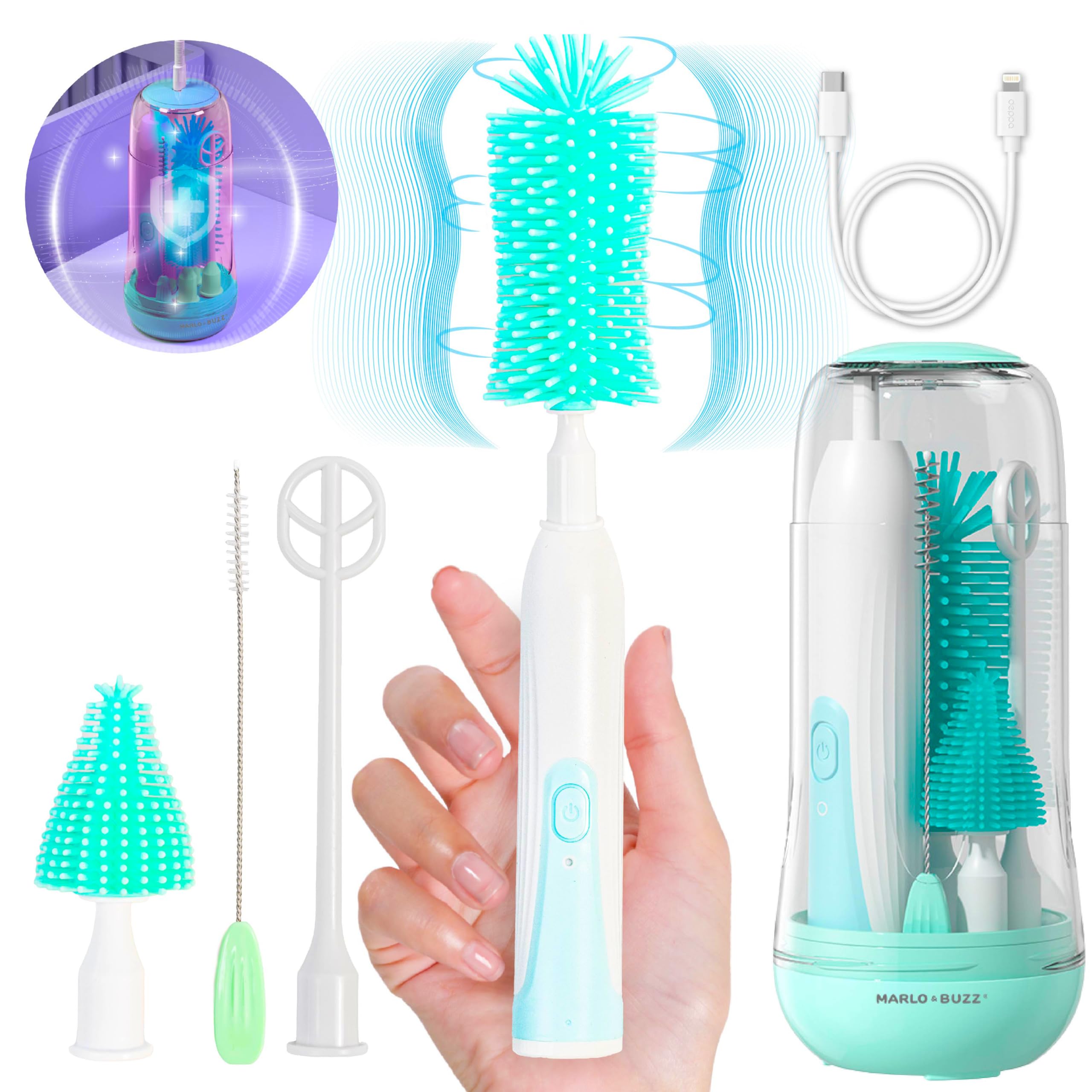 Snapklik.com : Marlo & Buzz Electric Baby Bottle Brush Cleaner Set ...