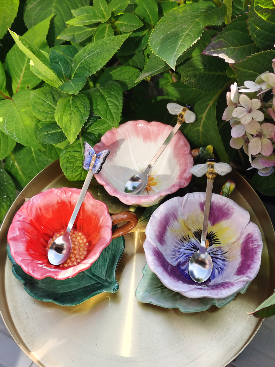 Watch FORLONG Ceramic Flower Coffee Mug and Saucer set with Spoon on ...