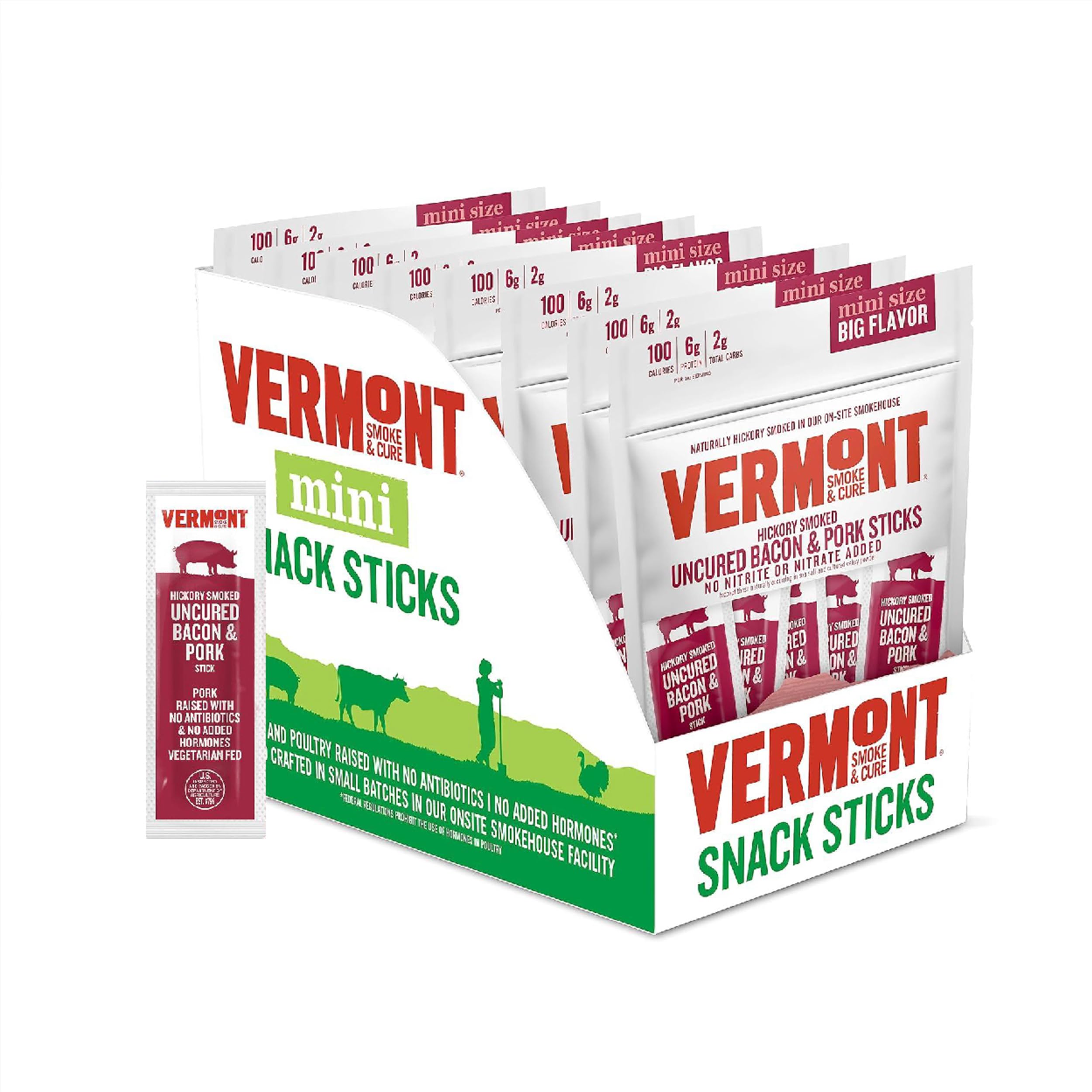 Amazon.com: Vermont Smoke & Cure Meat Sticks - Hickory-Smoked Uncured ...