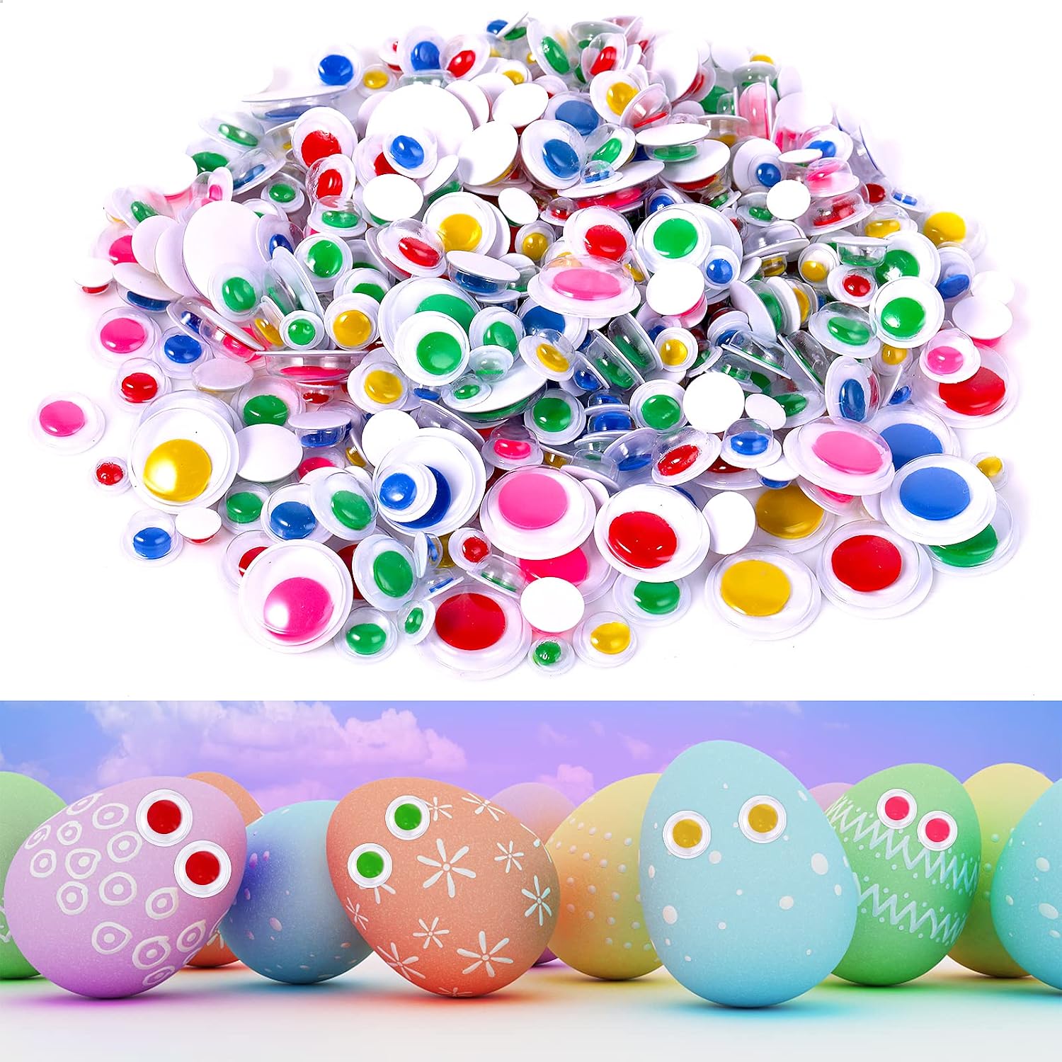 Amazon.com: Self-Adhesive Googly Eyes, 500Pcs Colorful Assorted Size 6 ...