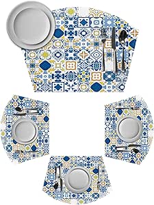 Amazon.com: Round Table Mats for Kitchen Table, Moroccan Portuguese ...