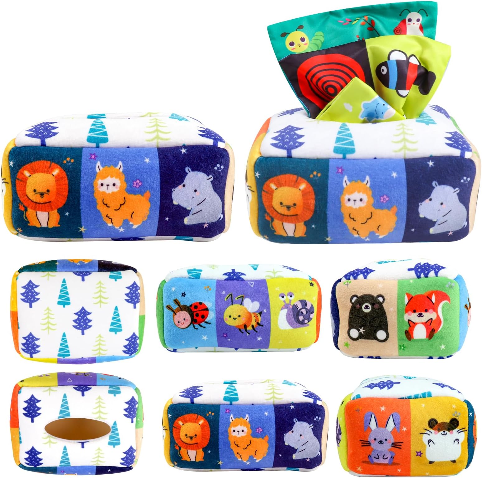 Umitive Sensory Toys for Babies, Baby Tissue Box Toy, Soft Montessori ...