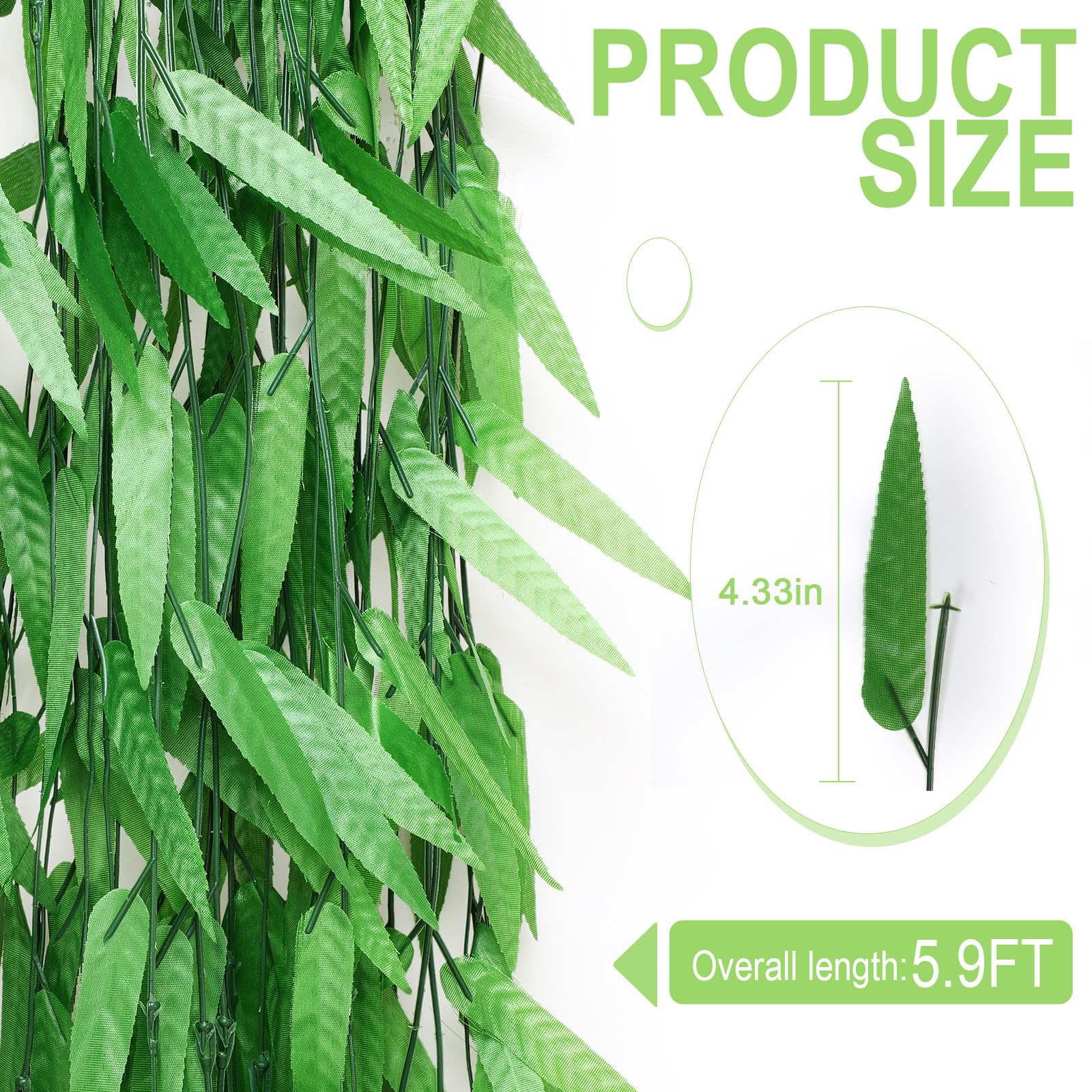 Riceshoot 200 Pcs Artificial Vine 1200 ft Artificial Hanging Leaves ...