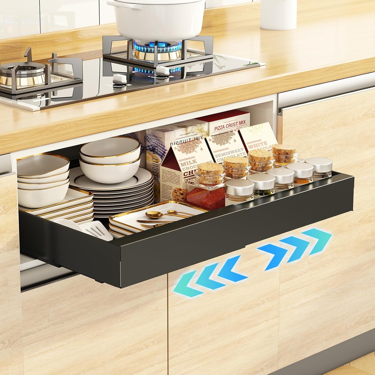 Amazon.com: Godboat Pull Out Cabinet Organizer, Slide Out Drawers for ...