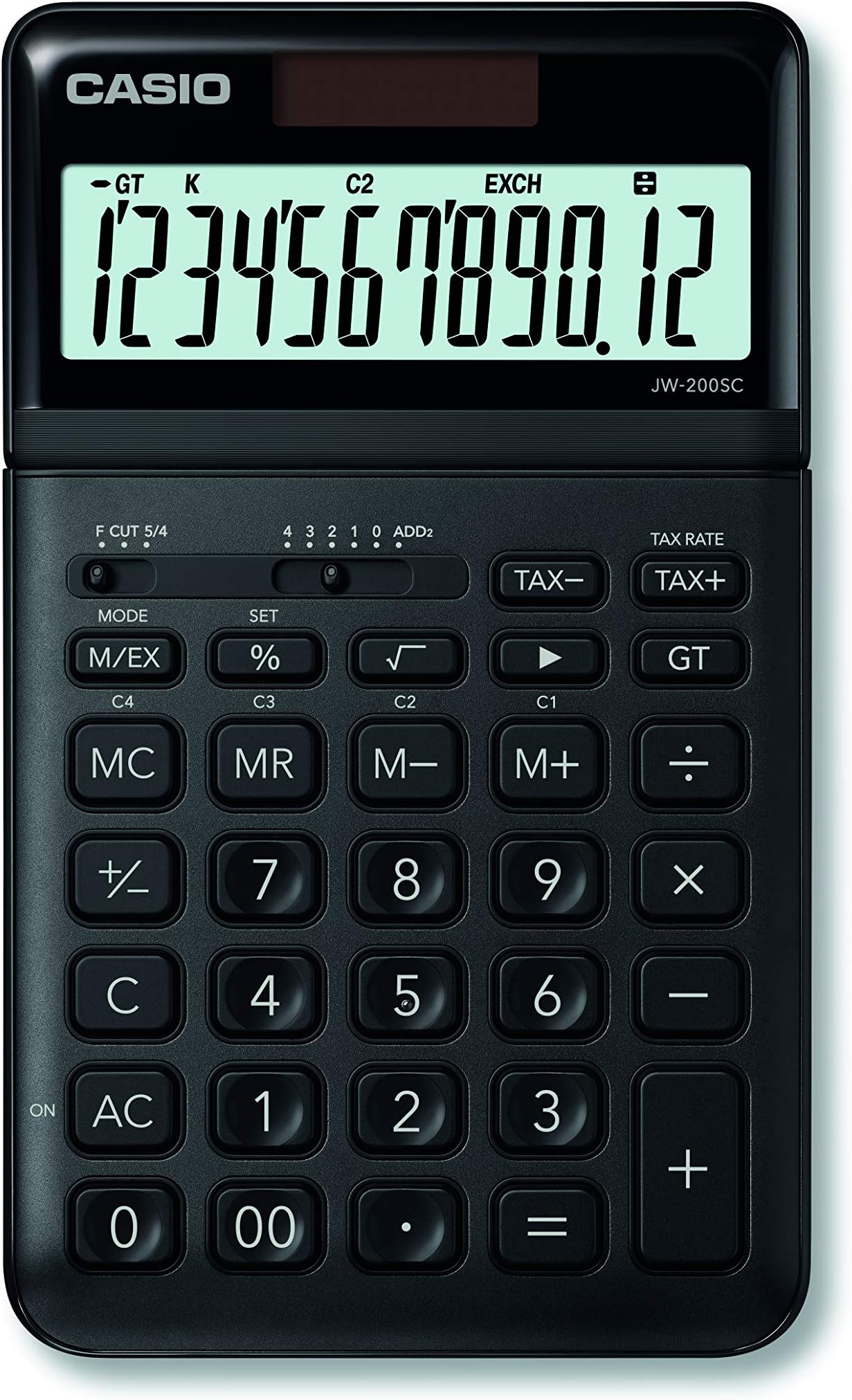 Casio JW-200SC-BK Desktop Calculator Black Solar Powered Battery ...
