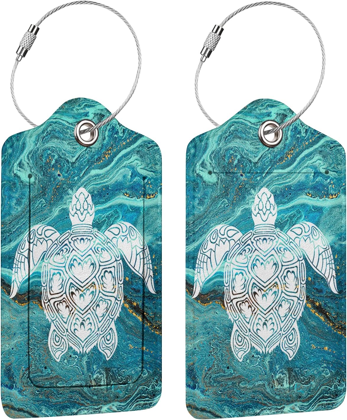 Amazon.com: Set of 2 Luggage Tags for Suitcases Sea Turtle Leather ...
