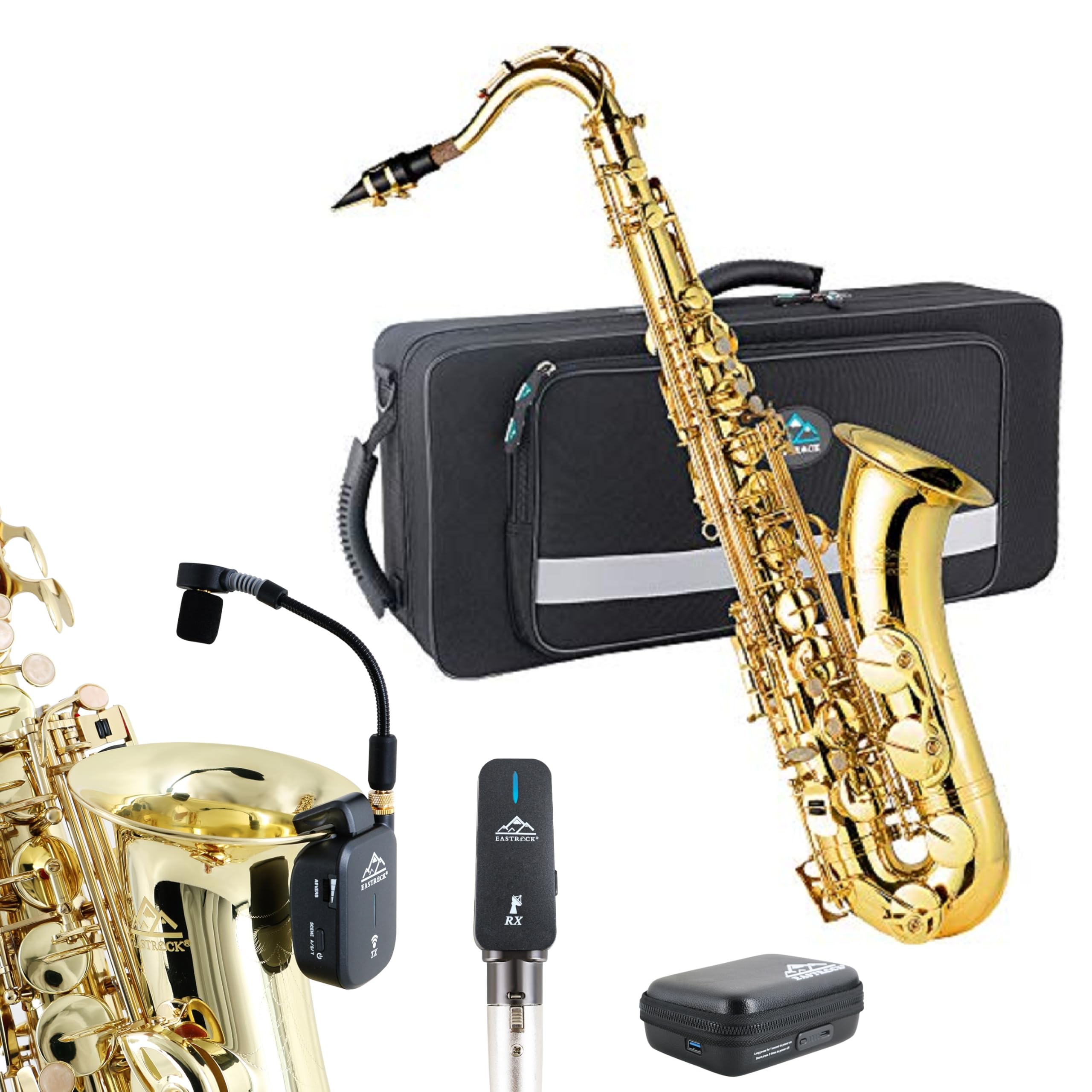 Amazon.com: EASTROCK Tenor Saxophone Golden B Flat Tenor Sax and ...